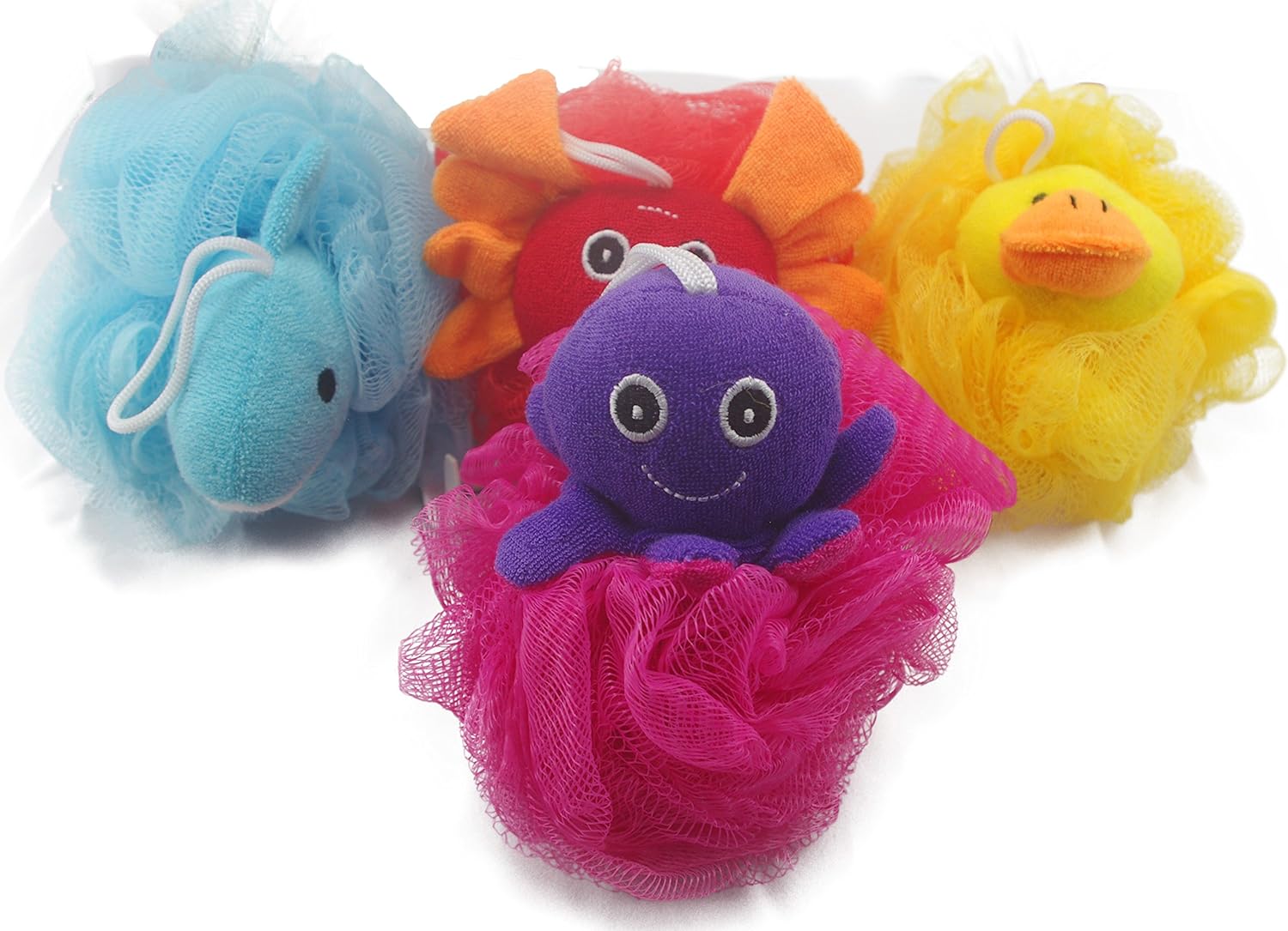 Amazon.com: Loofah Exfoliating Shower Stuffed Sponge Pouf Mesh Brush ...