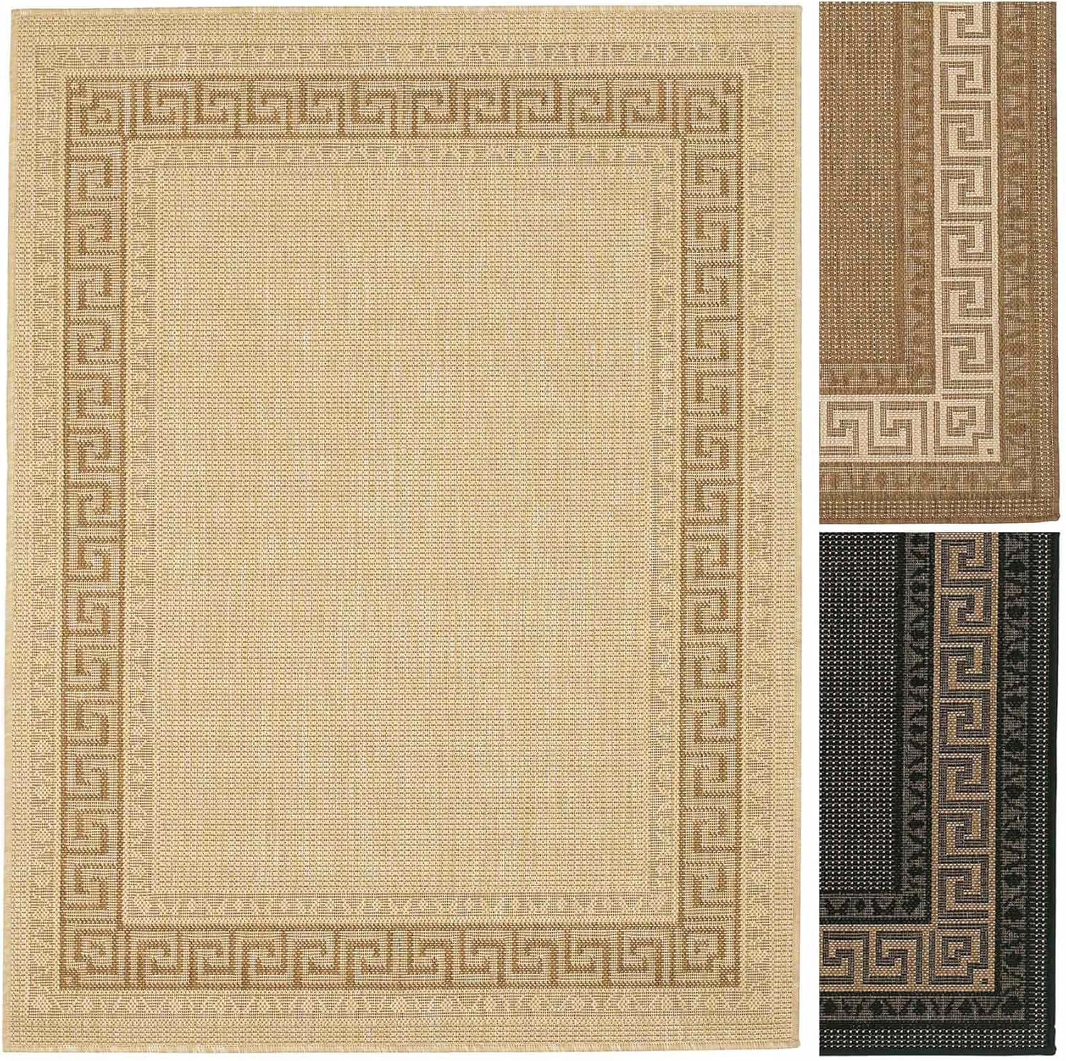 Flatweave Greek Key Non Slip Runner Rug / Mat, 60cm x 230cm - Available ...