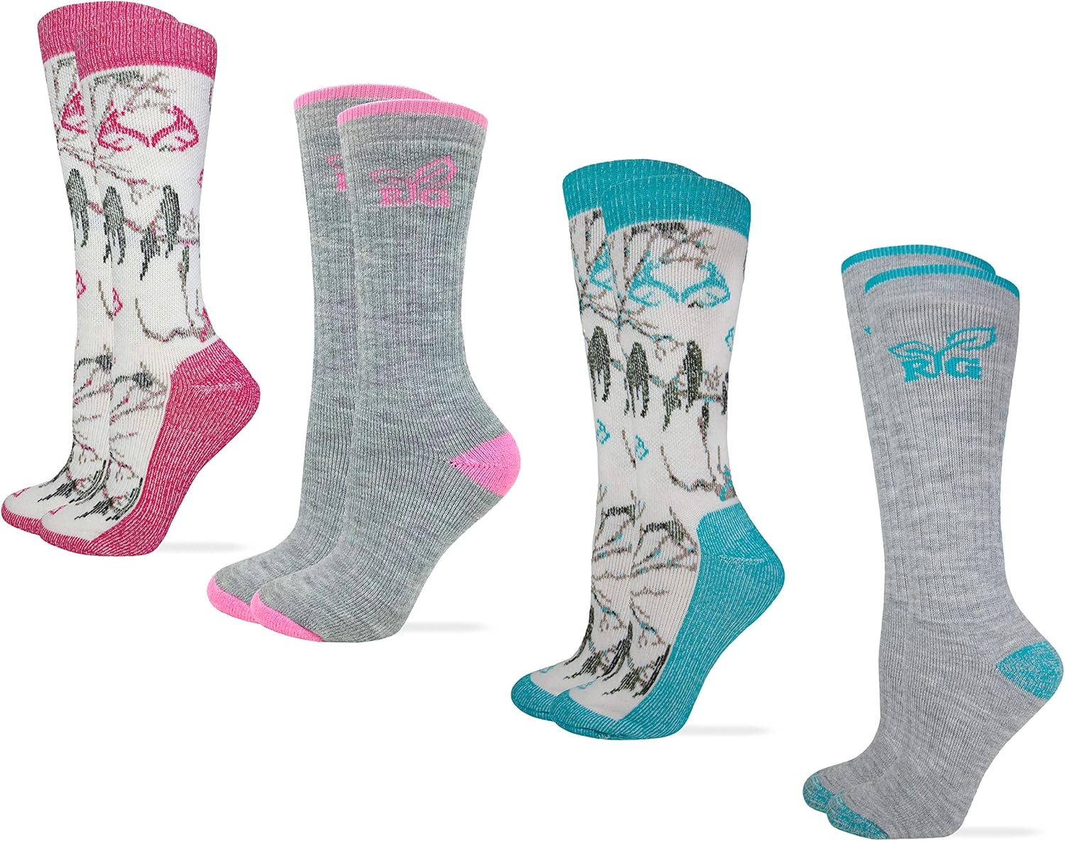 Realtree Womens Full Cushion Merino Wool Camo Pattern Crew Socks 4 Pair ...