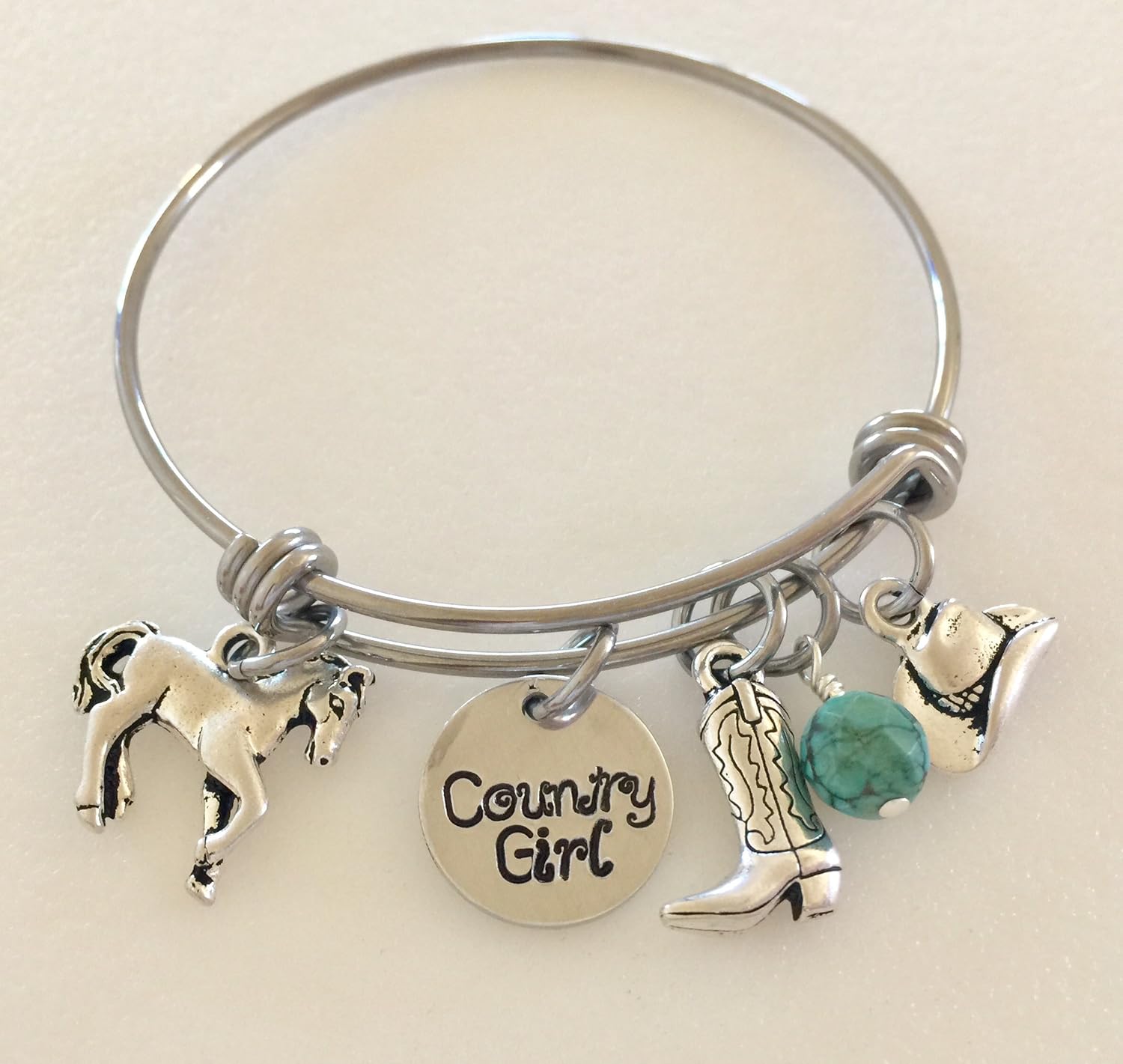 Amazon.com: Country Girl Bangle, Cowgirl Bracelet, Horse Lover Bangle ...