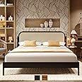 Amazon.com: Bme Aurelia Solid Wood Bed Frame with Headboard - Bohemian & Mid Century Modern ...