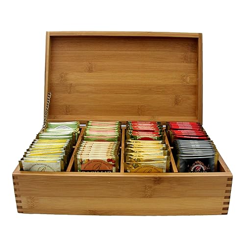 Luxury tea presenter, bamboo tea chest and display box, 8 slot closed ...