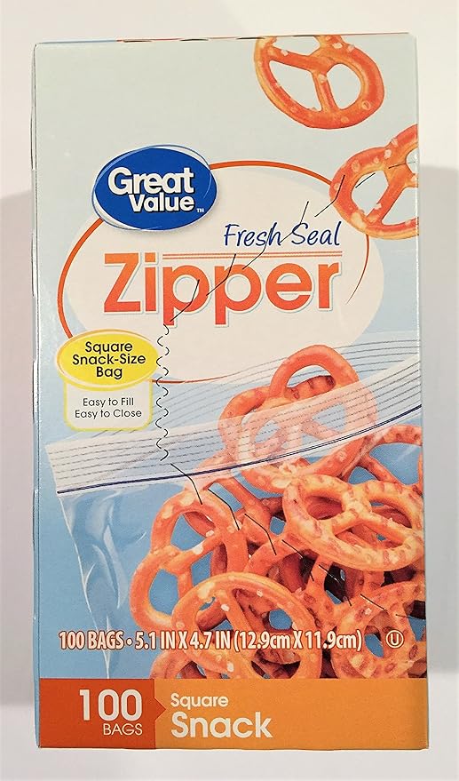 Amazon.com: Great Value Zipper Square Snack 100 Bags: Health & Personal ...