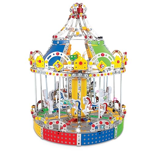 IQ Toys Carousel Toy for Kids - Merry Go Round Carousel Educational Engineering Model Building ...