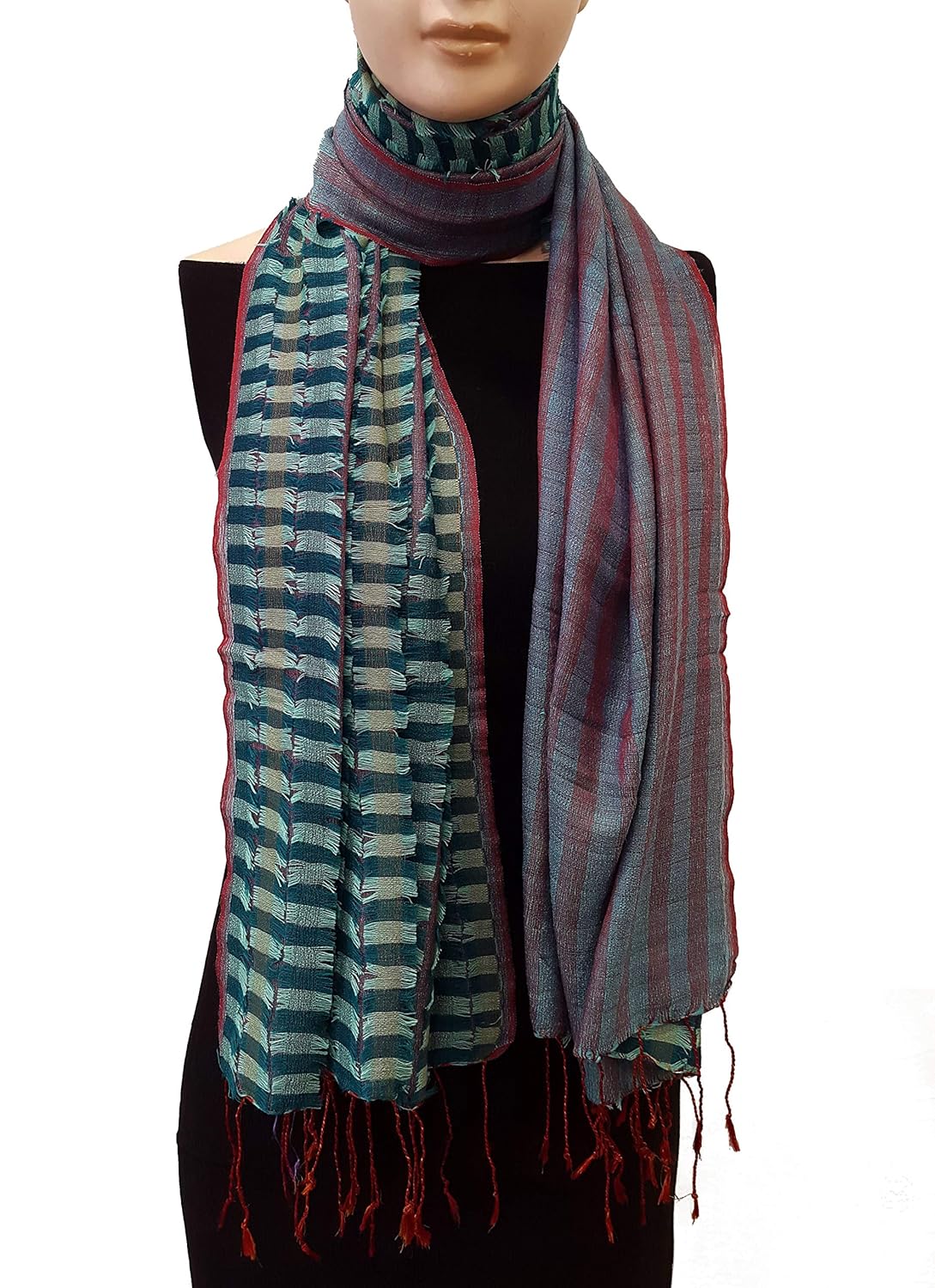 Buy Steal-A-Stole Pure Silk x Soft Pure Wool Double Tab Scarf/Stole for ...