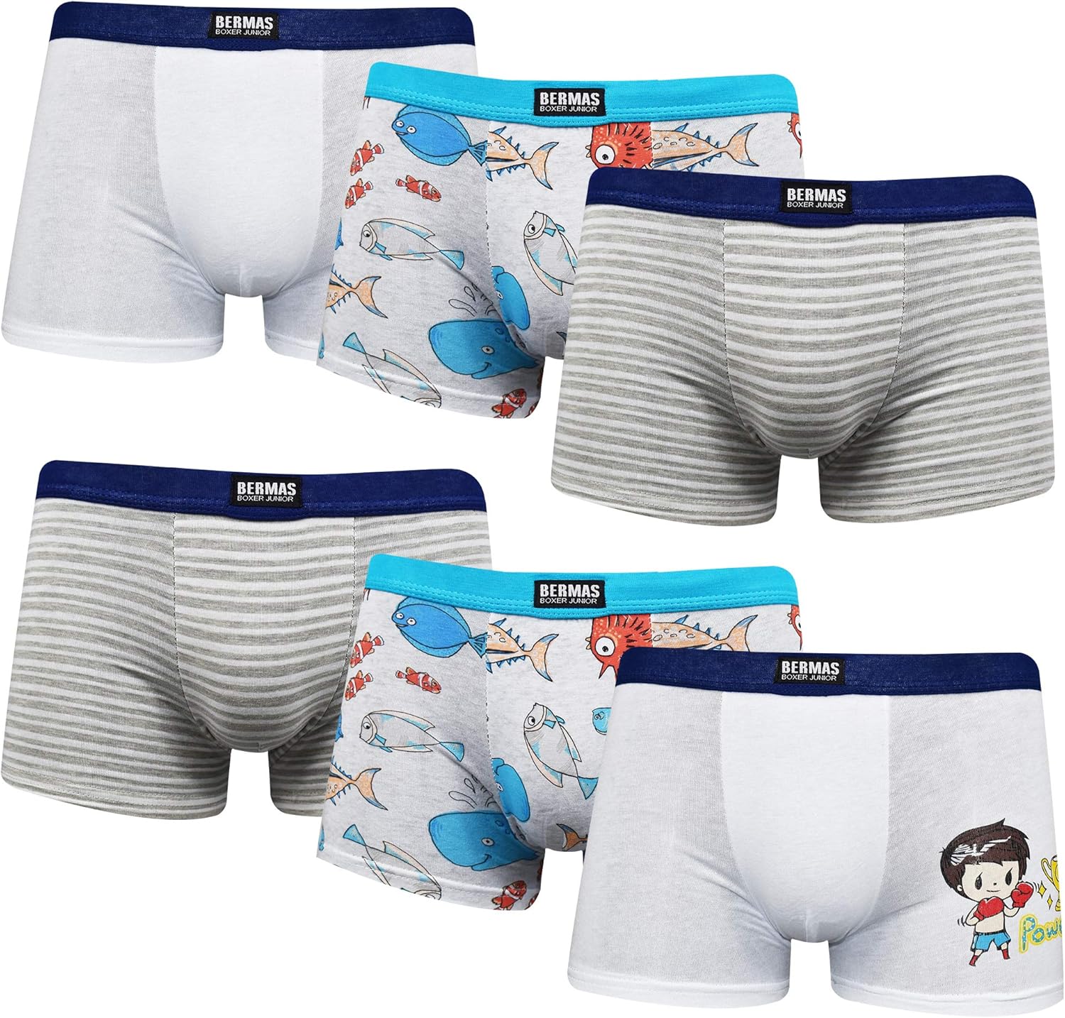 DOUBLE M, Lot de 6 Caleçons Coton Garçons, sous-Vêtements Doux, Boxer ...