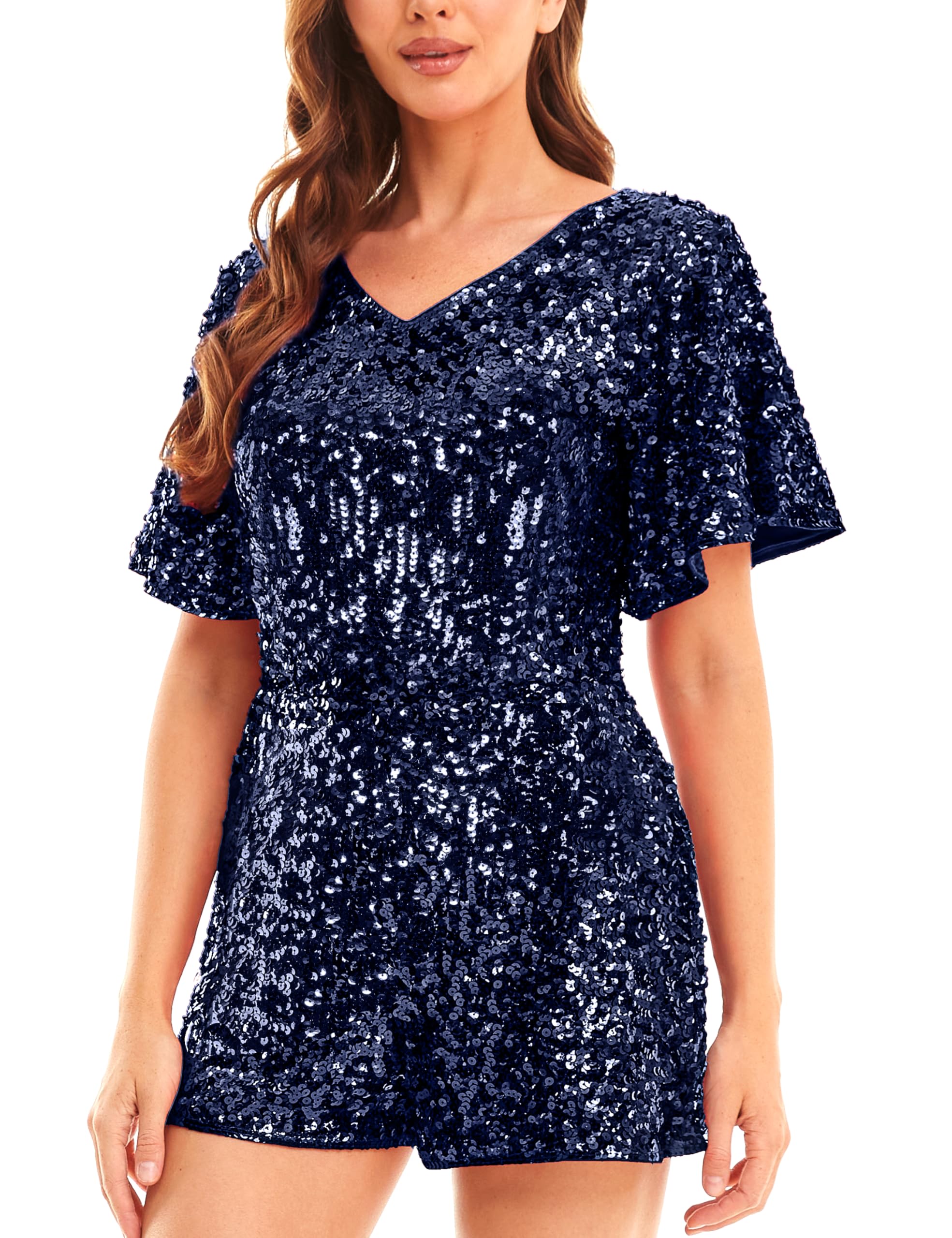 MANER Women’s Sequin Romper Sparkly Short Jumpsuit Party Concert Outfit ...