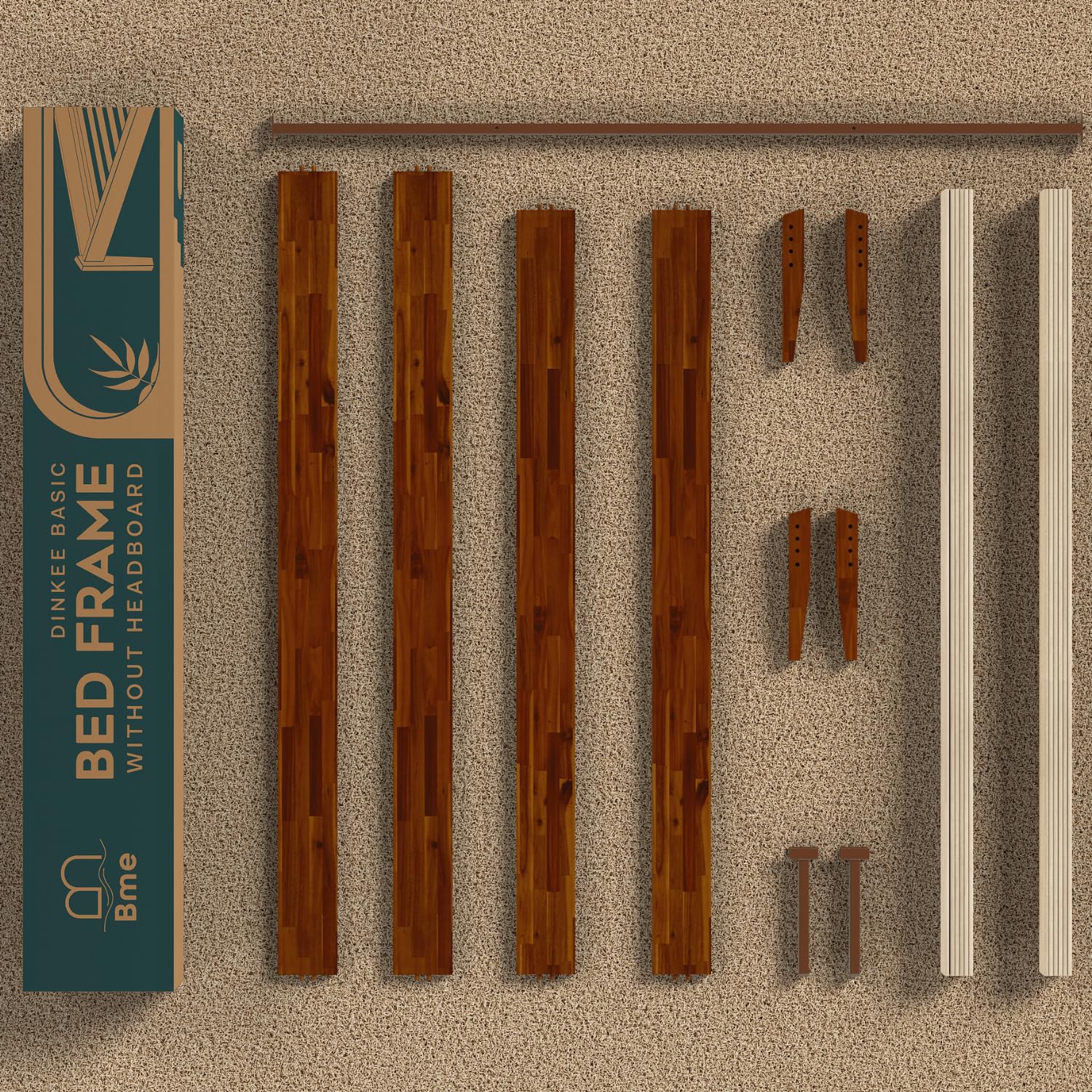 Bme Dinkee 15-Inch Solid Wood Queen Platform Bed Frame - Japanese ...