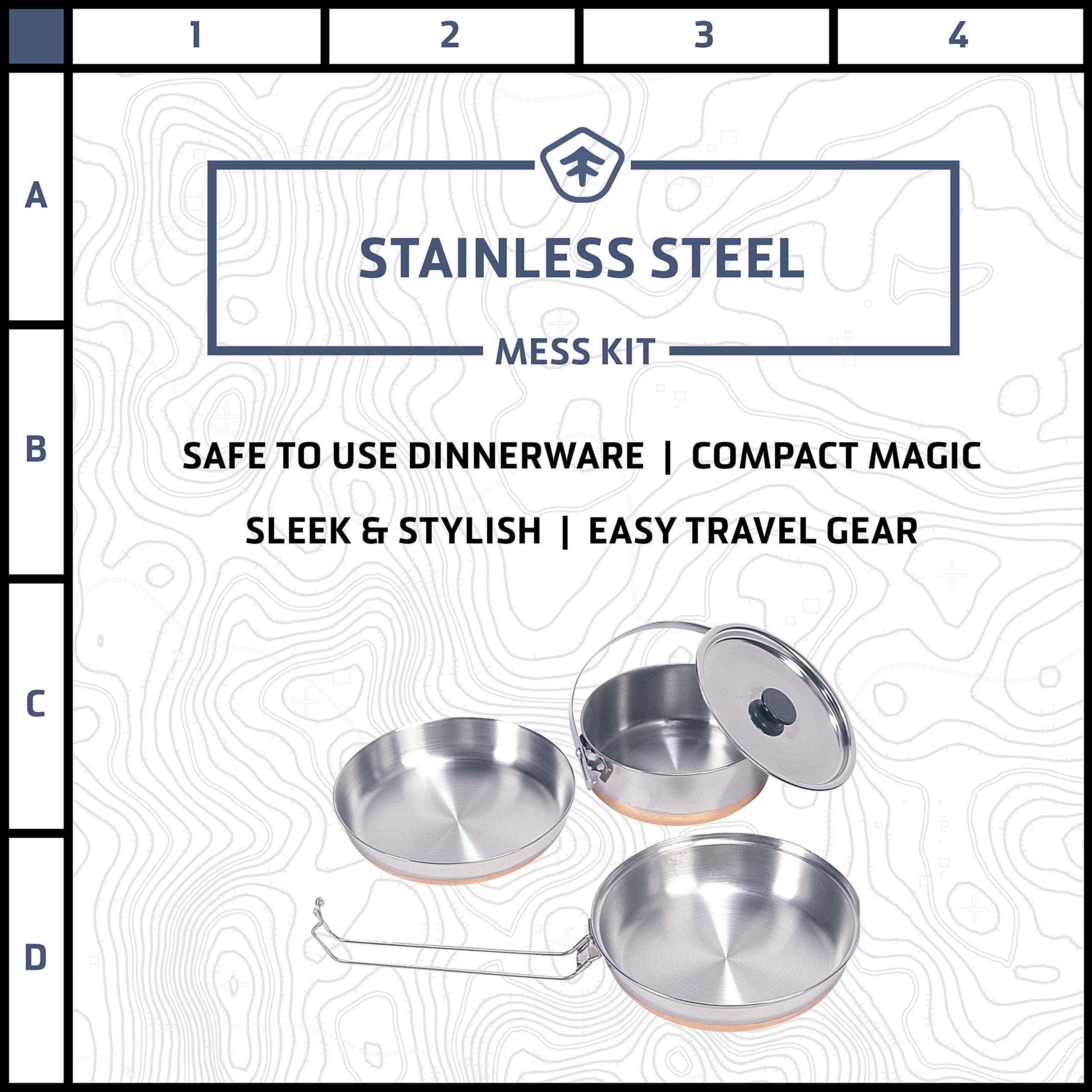 STANSPORT - Stainless Steel Mess Kit for Camping,Backpacking & Outdoors ...