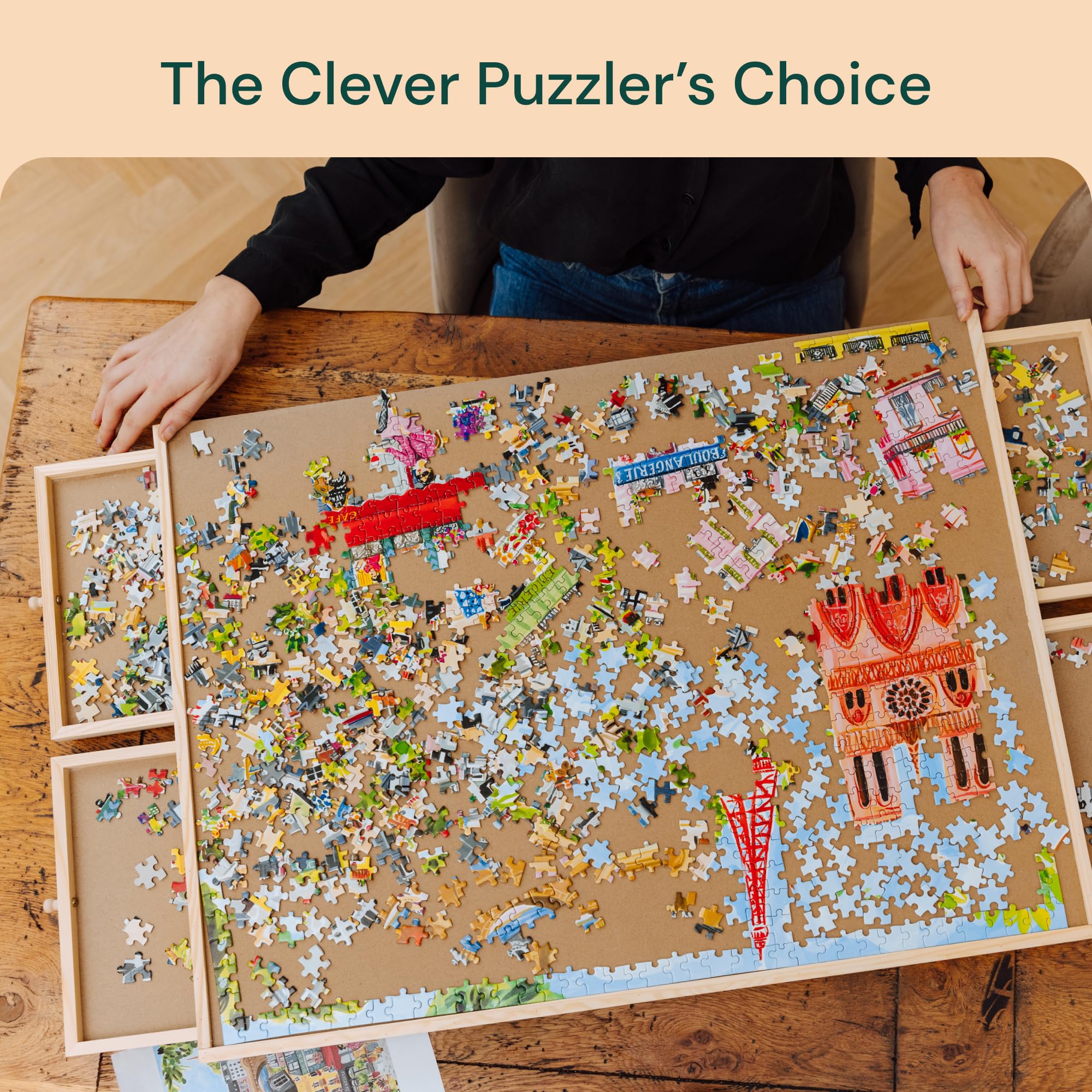 PlayVibe Puzzle Locker 1000 Piece Puzzle Board With Drawers And Cover ...