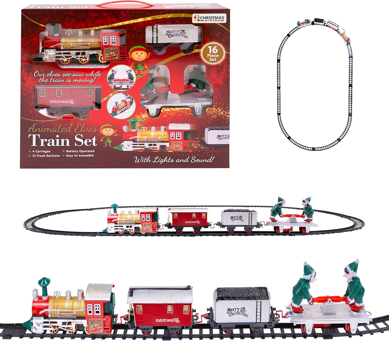The Christmas Workshop 70139 Animated Elf Christmas Train Set | 400CM ...