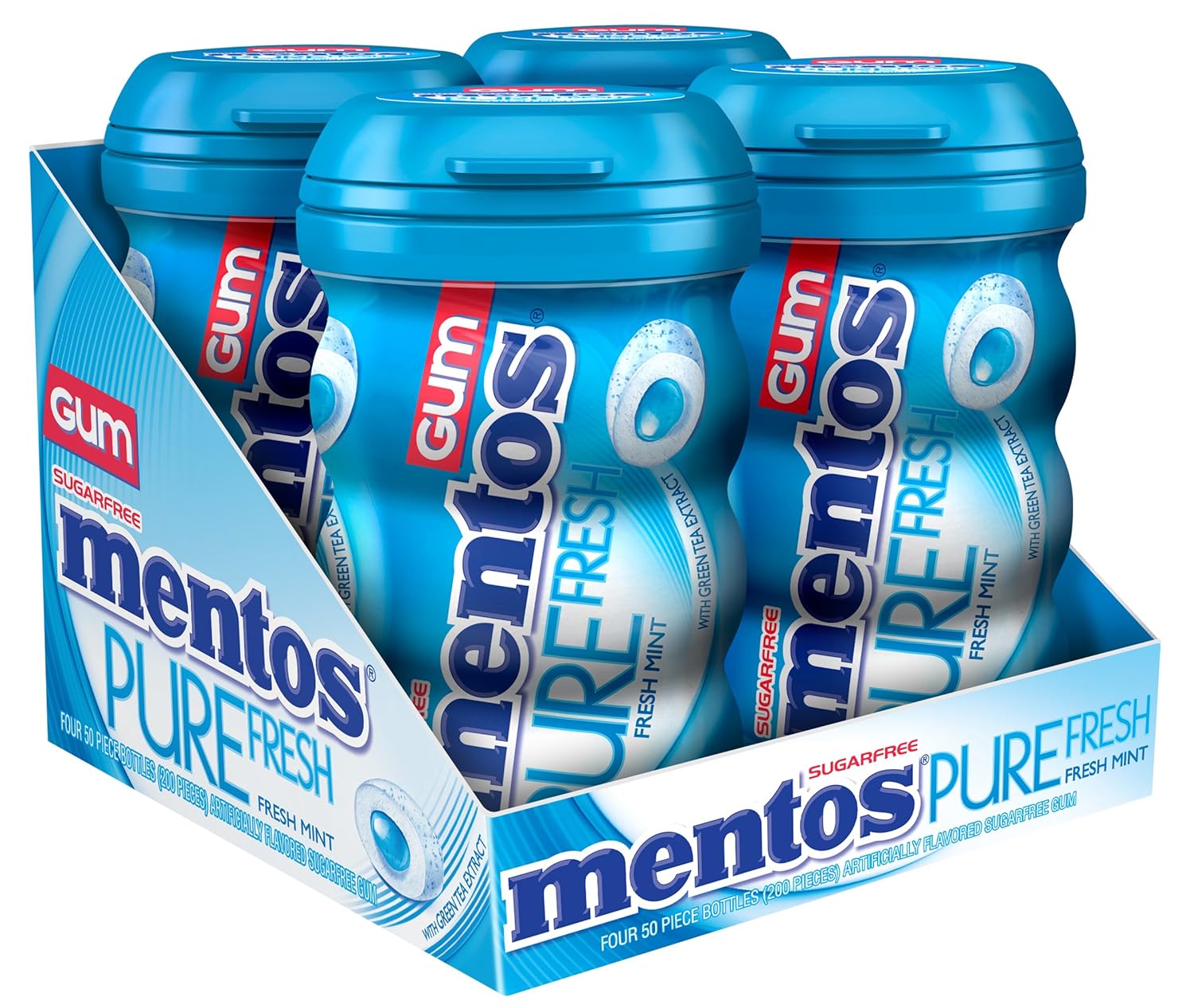 Mentos Gum Big Bottle Curvy, Pure Fresh Mint, 50 Count (Pack Of 4) | eBay
