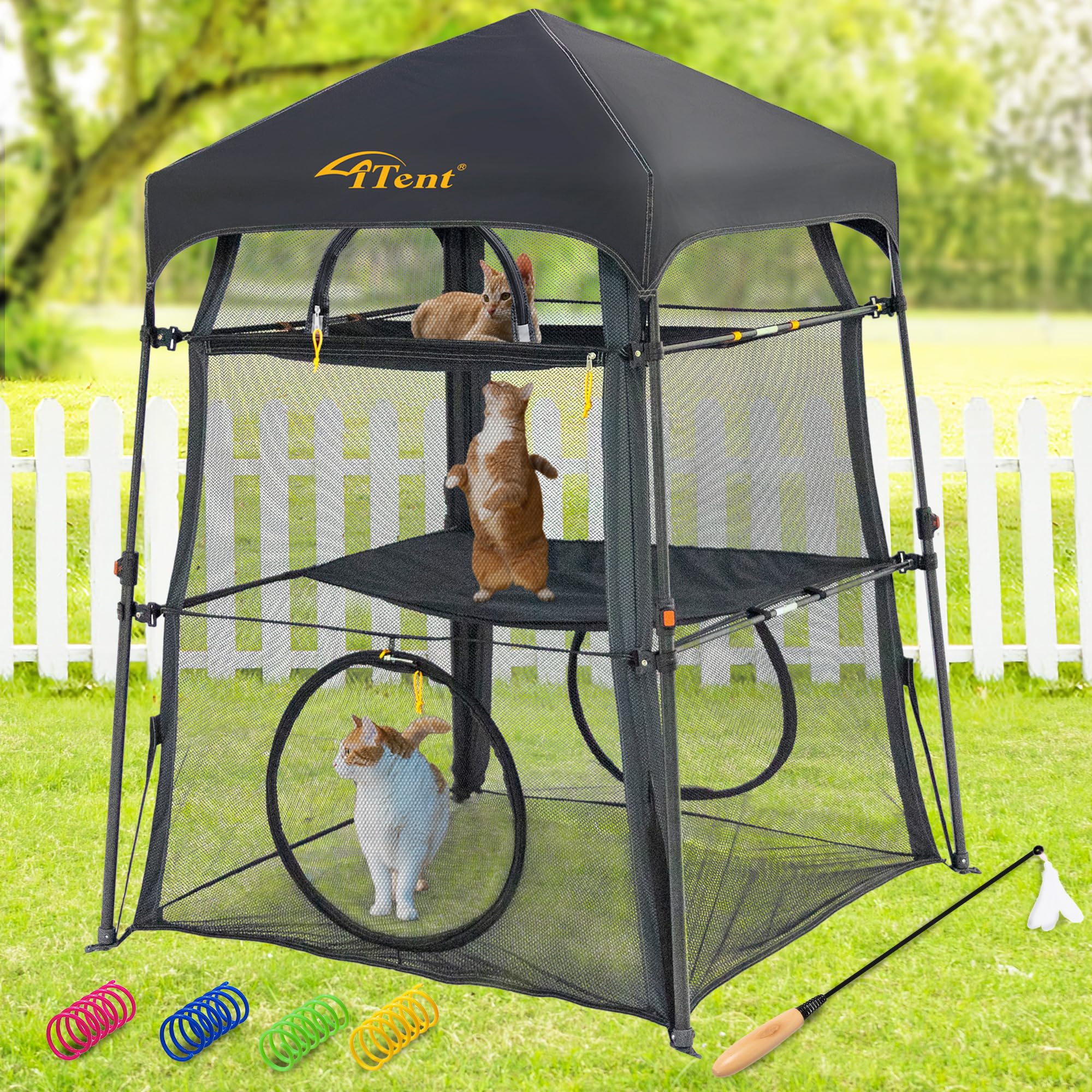 Itent Extra Large Triple Catio Outdoor Cat Enclosure,Pop Up 3 Tier Cat ...