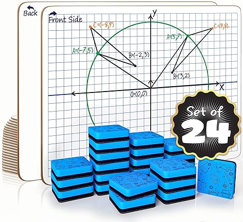 Scribbledo 24 Pack Dry Erase XY Axis Graph Lap Board 9" X 12" for ...