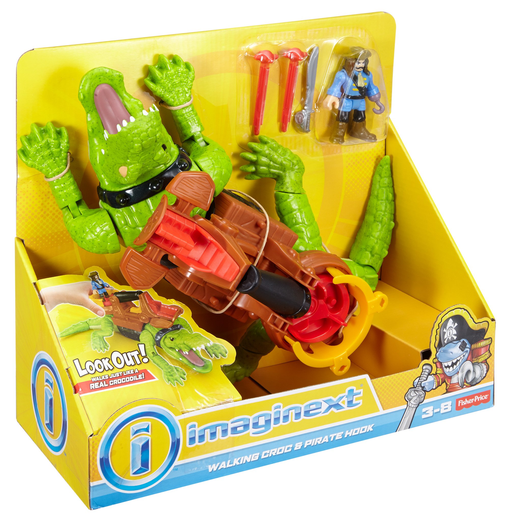 Imaginext Preschool Toys Walking Croc & Pirate Hook 5-Piece Playset ...