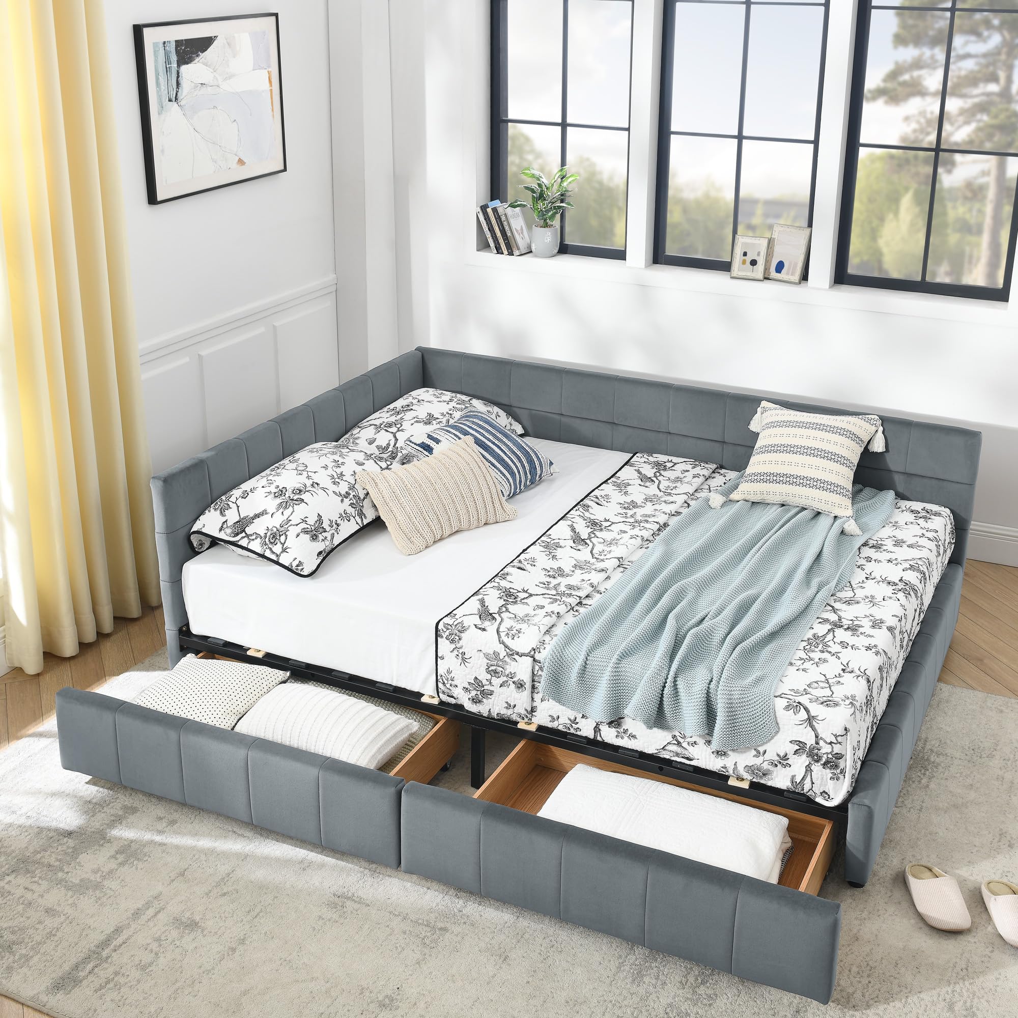 ***TRUCK/TRAILER PICKUP ONLY*** L-Shaped Velvet Upholstered Daybed with ...