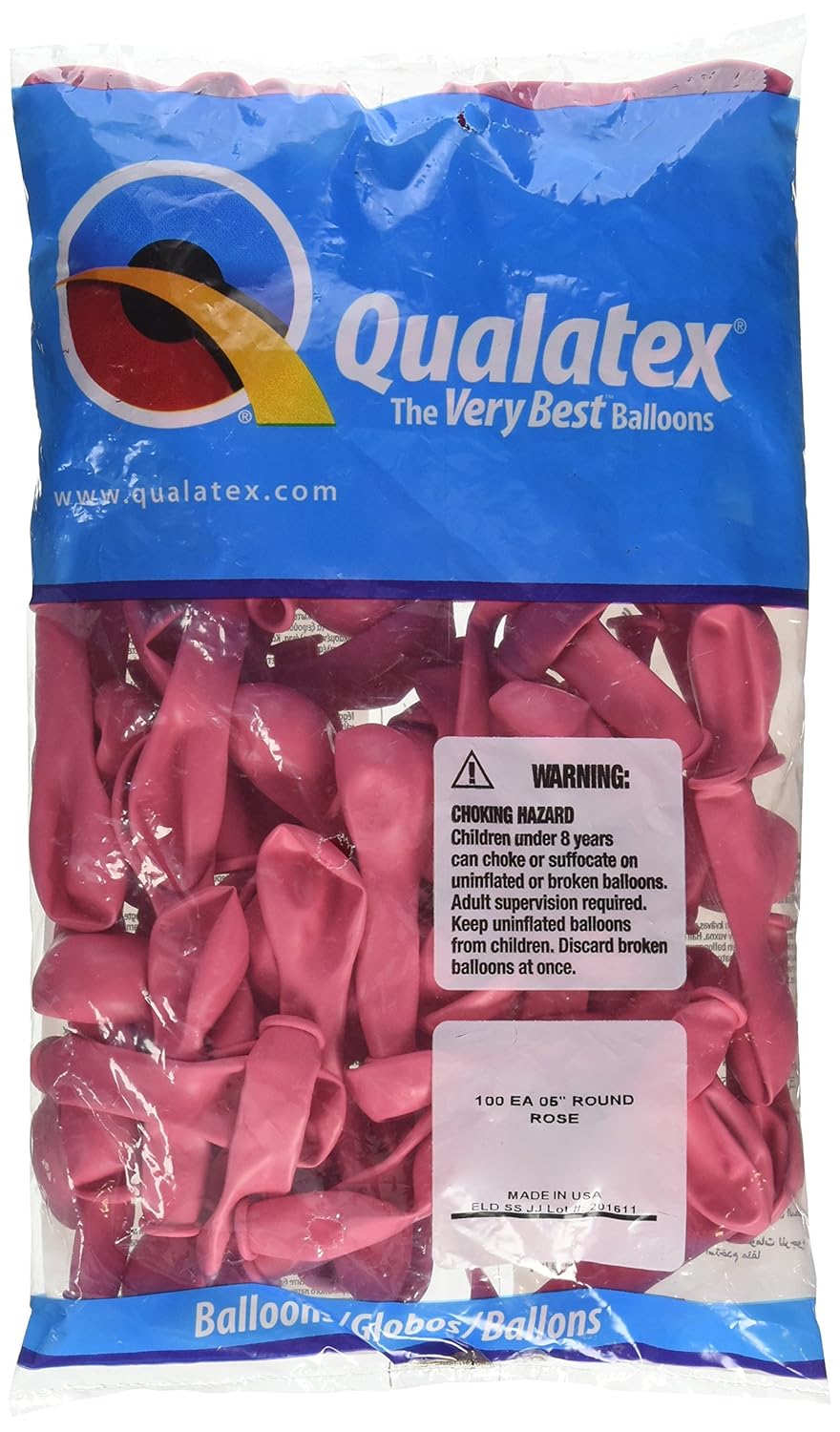 Amazon.com: Qualatex 43600 Rose Latex Balloons, 5", Rose, Pack of 100 ...
