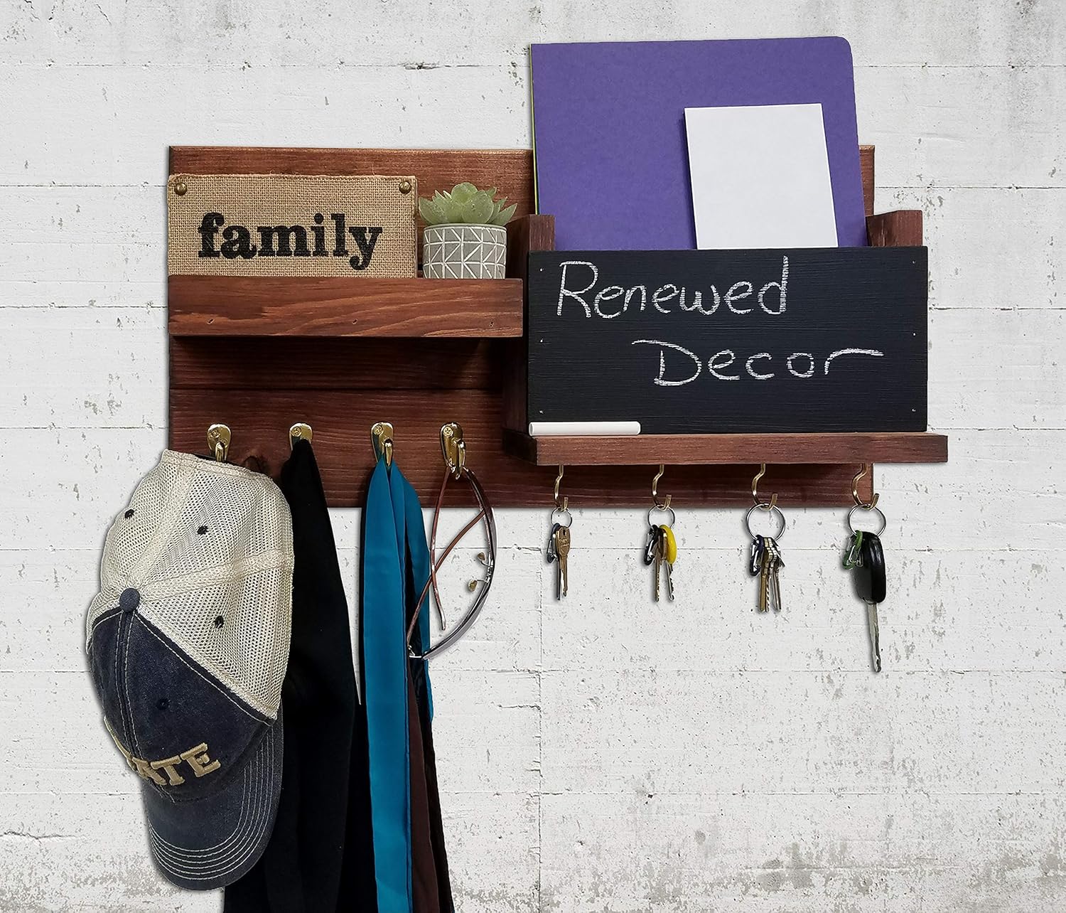 Amazon.com: Restyled Memo Chalkboard Farmhouse Mail Organizer with ...