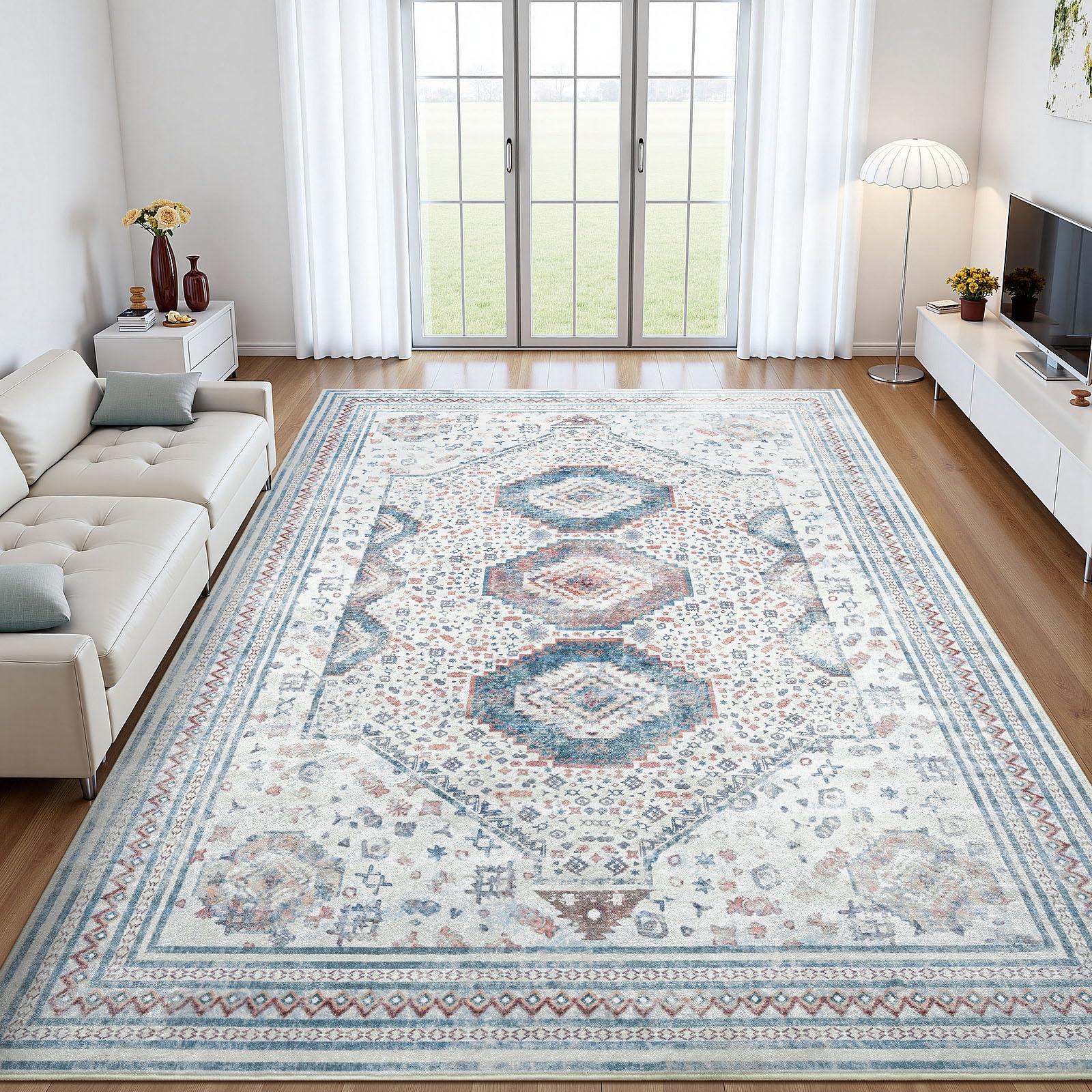 Maxsoft 5x8 Area Rugs for Living Room Bedroom, Large Vintage Prints Low ...