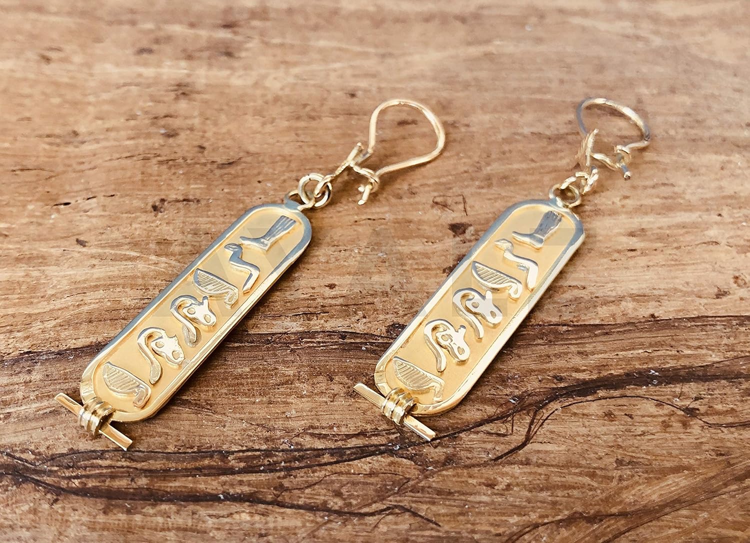 Amazon.com: Egyptian Personalized 18k Solid Gold Cartouche Earrings ...