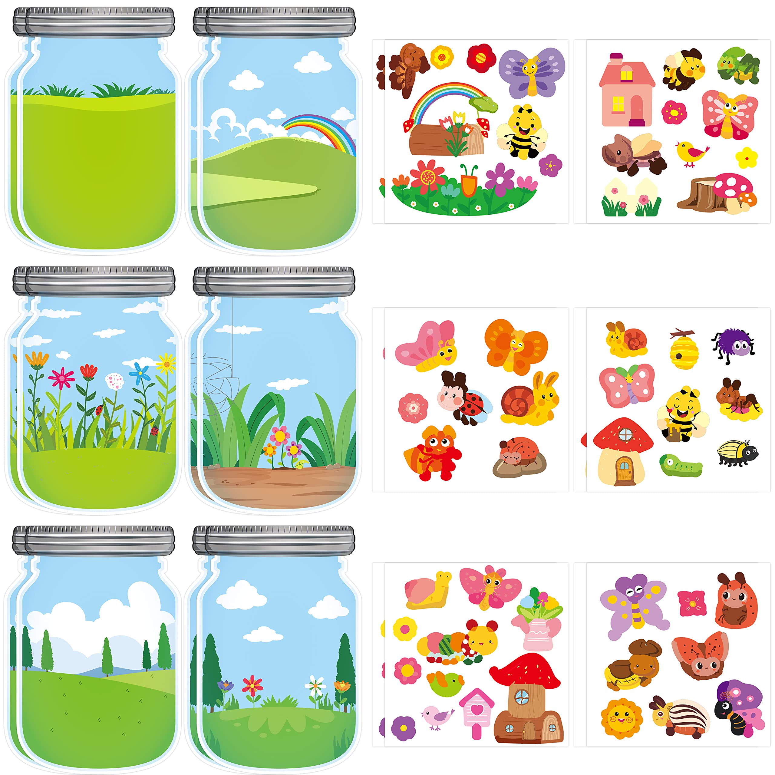 CY2SIDE 12PCS Spring Bugs Stickers Scene for Kids, Make A Bug Jar ...