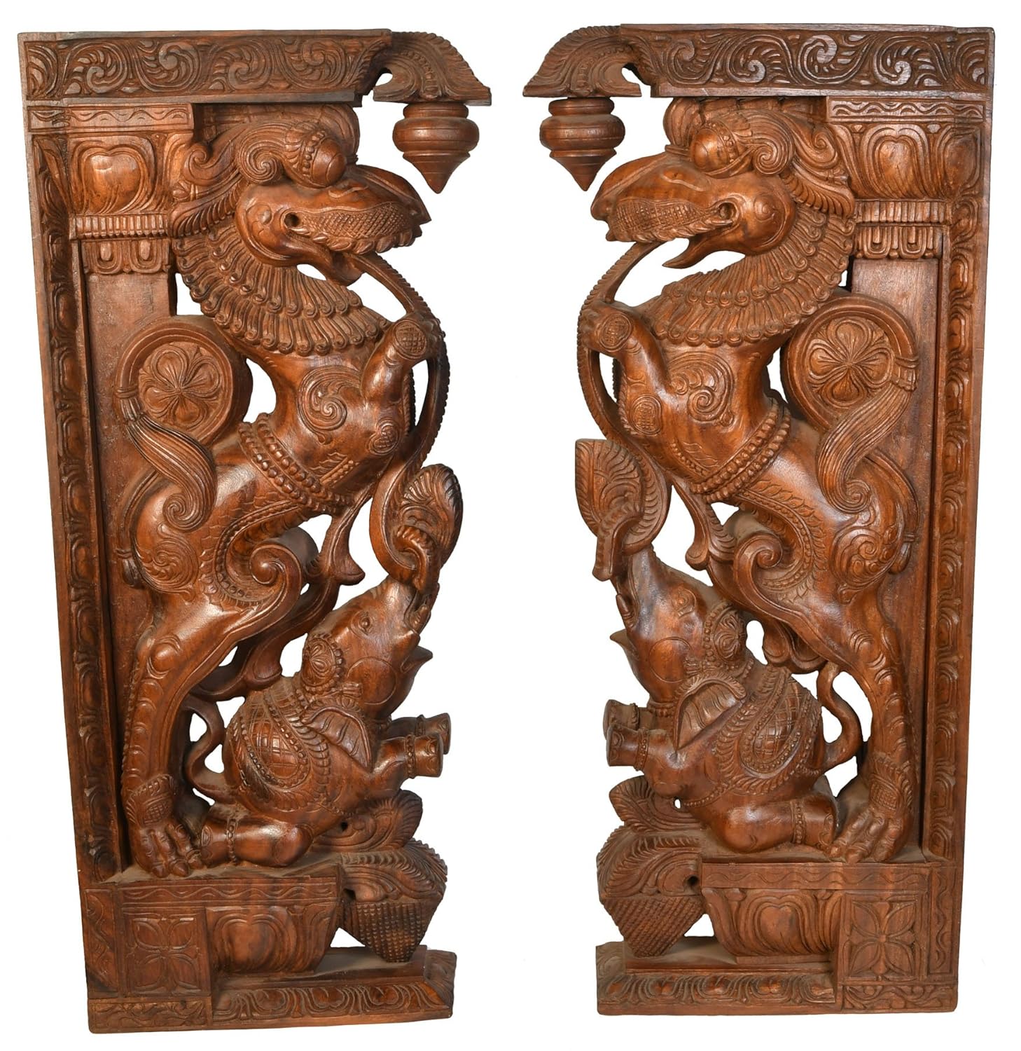 Buy Exotic India Pair of Large Size Yali Brackets - South Indian Temple ...