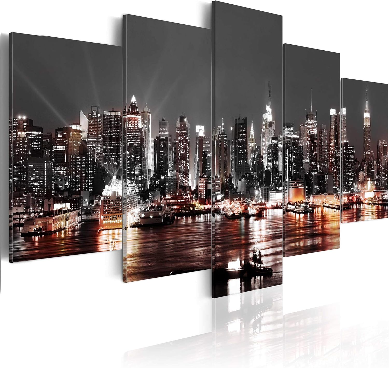 decomonkey Bilder New York 200x100 cm 5 Teilig Leinwandbilder Bild auf Leinwand Wandbild ...