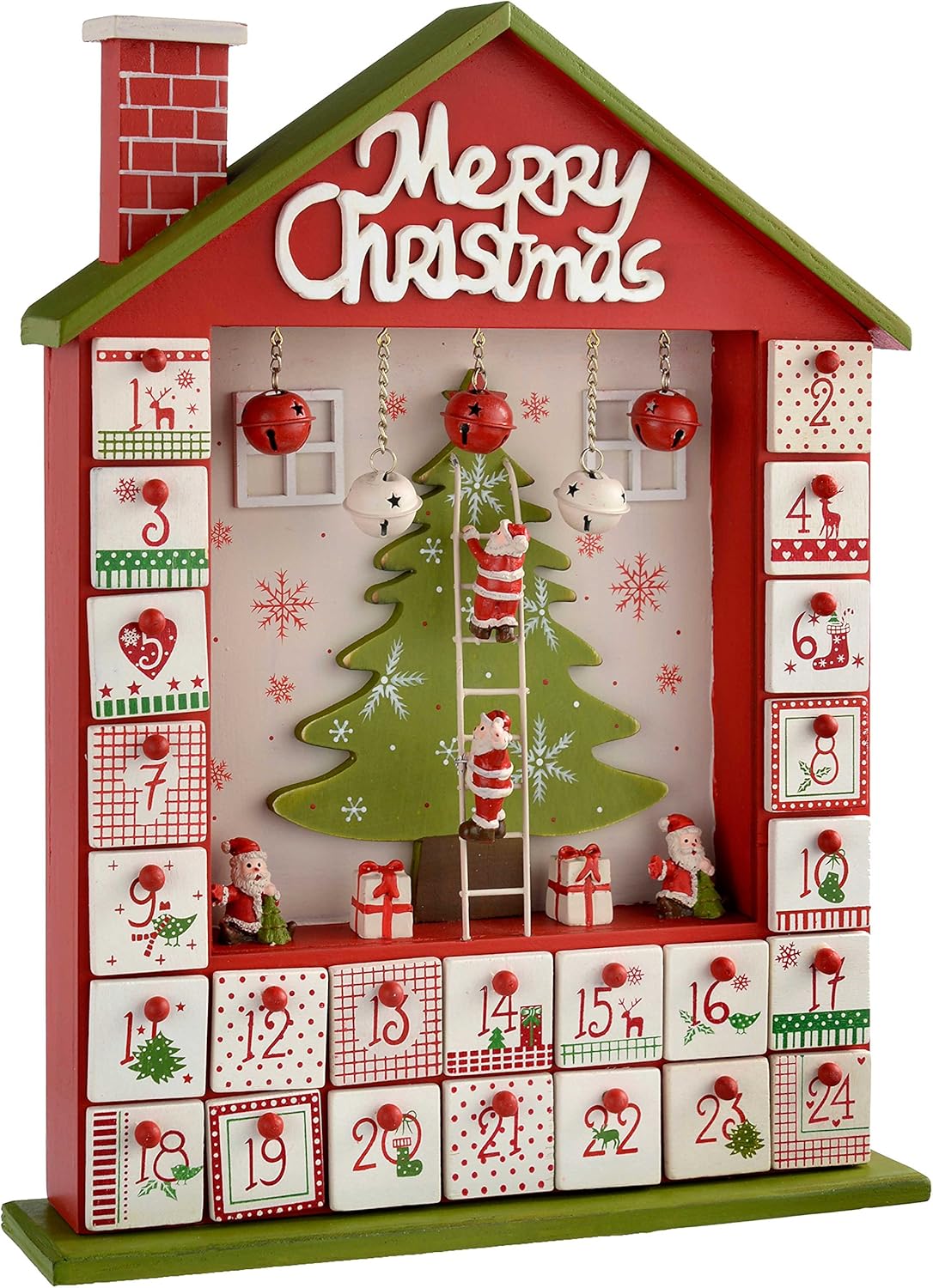 WeRChristmas Wooden House Advent Calendar Christmas Decoration 37 Cm werchristmas-wooden-house-advent-calendar-christmas-decoration-37-cm