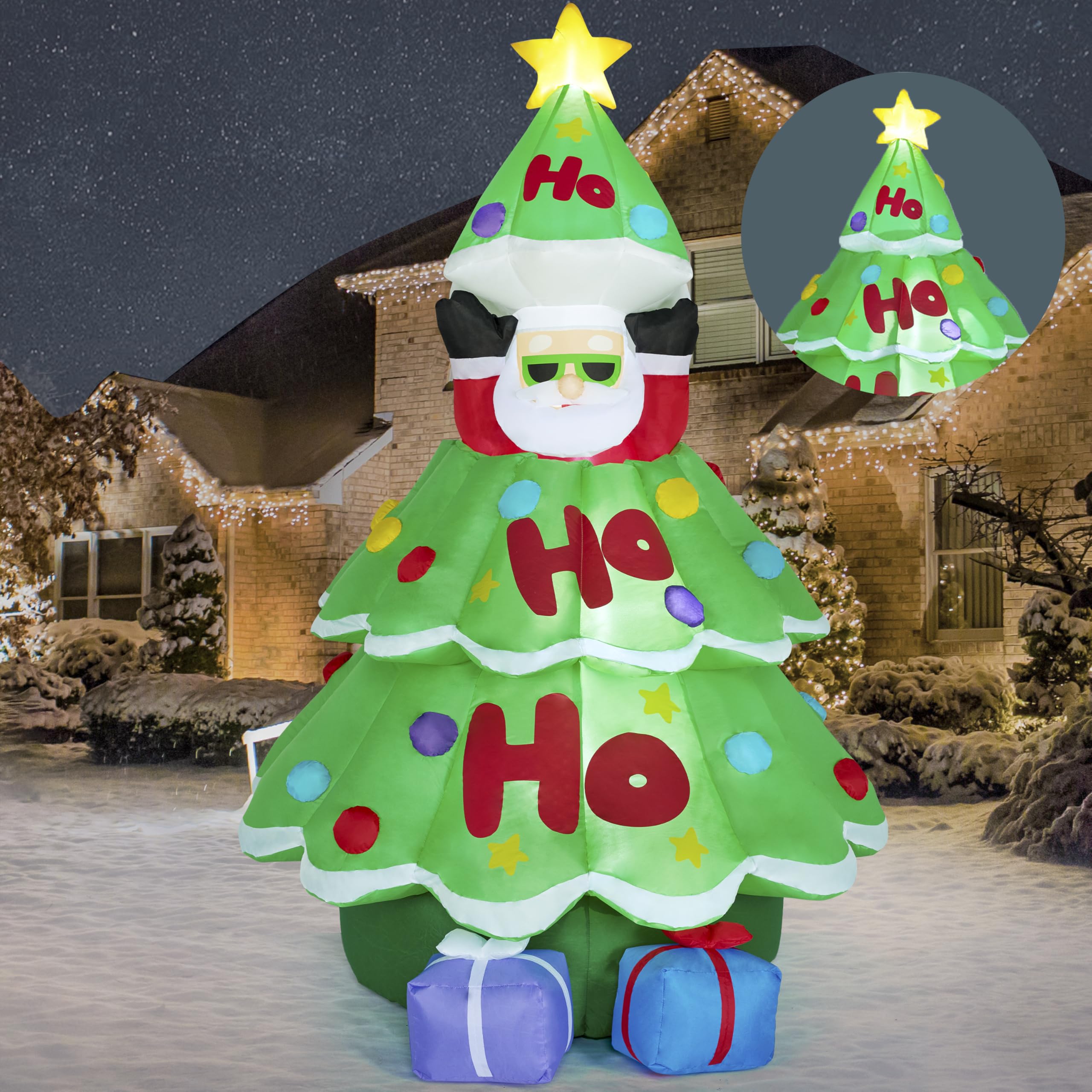 Joiedomi 6 FT Tall Animated Christmas Tree Inflatables Outdoor ...