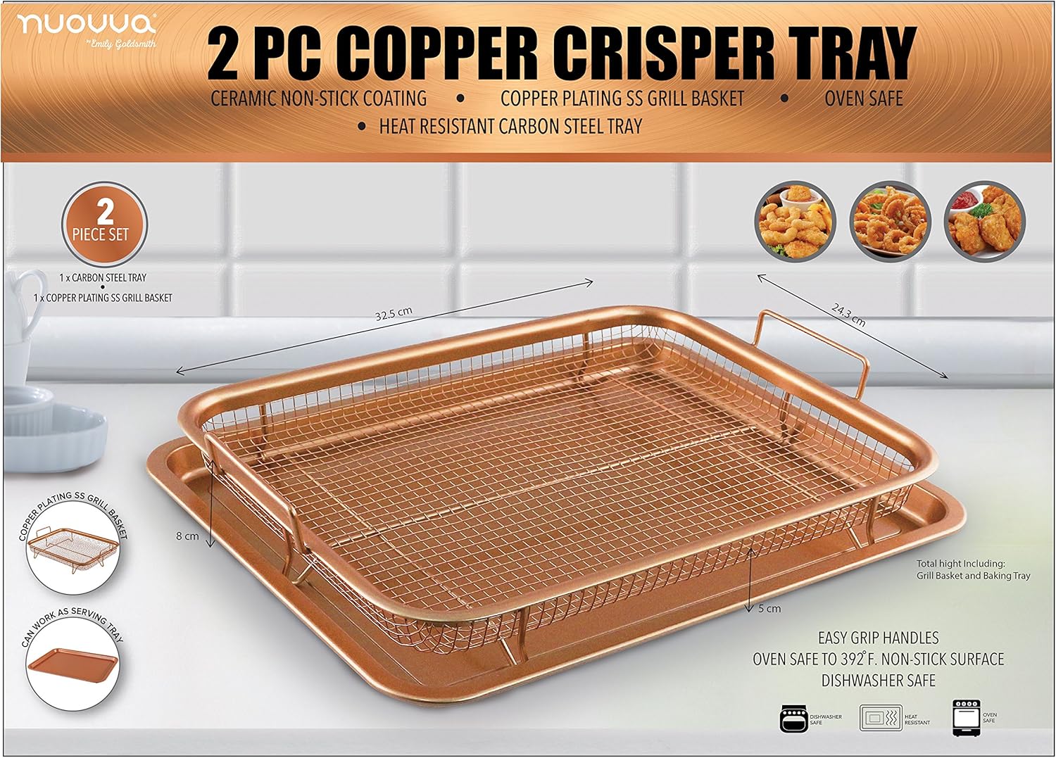 Copper Crisper Tray Non-Stick Oven Baking Tray with Elevated Mesh ...