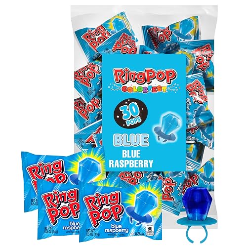 Ring Pop Individually Wrapped Blue Christmas Candy, 30 Ct Bulk Lollipop ...