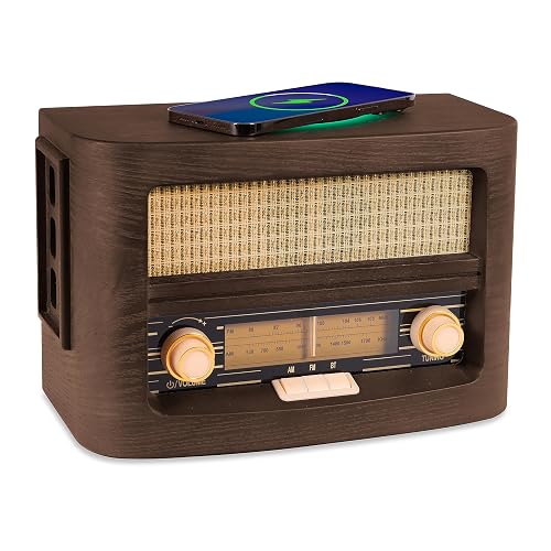 Fuse Vint Vintage Wood Retro Radio | Wireless Charging Pad | AM/FM ...