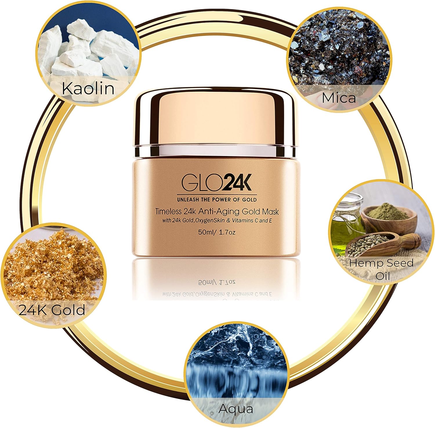 GLO24K Timeless 24k Anti-Aging Gold Mask with 24k Gold,OxygenSkin ...