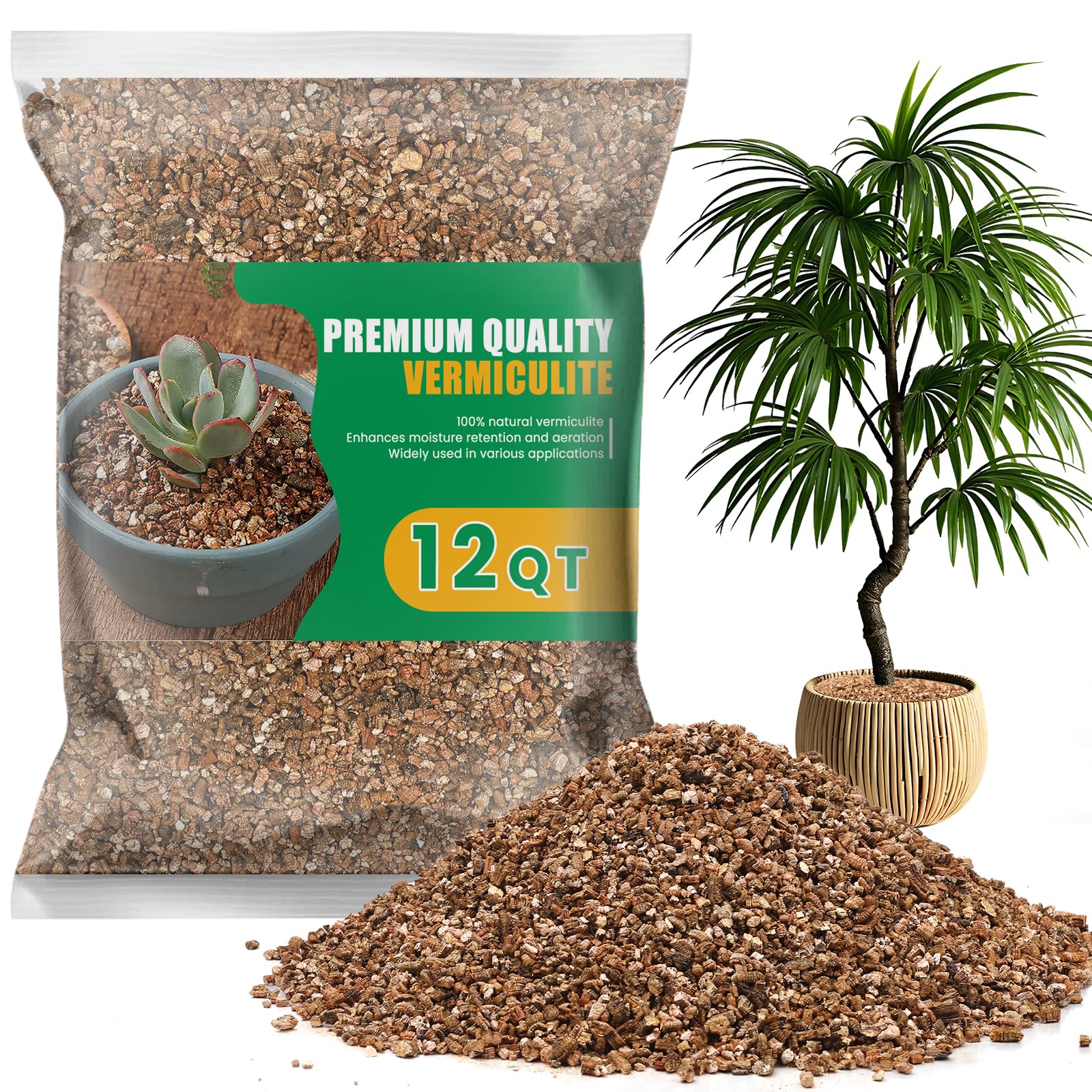 FURWEY 12QT Horticultural Vermiculite Bulk, Organic Vermiculite for ...