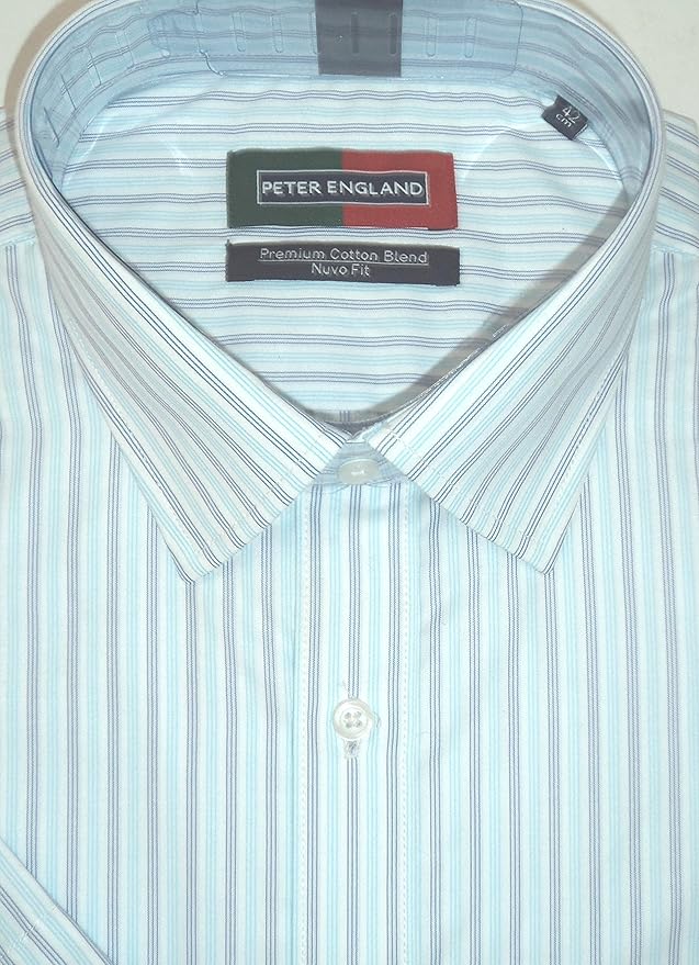 Buy Peter England Men's Half Sleeve Formal Shirt (BL-001_BLUE STRIPES ...