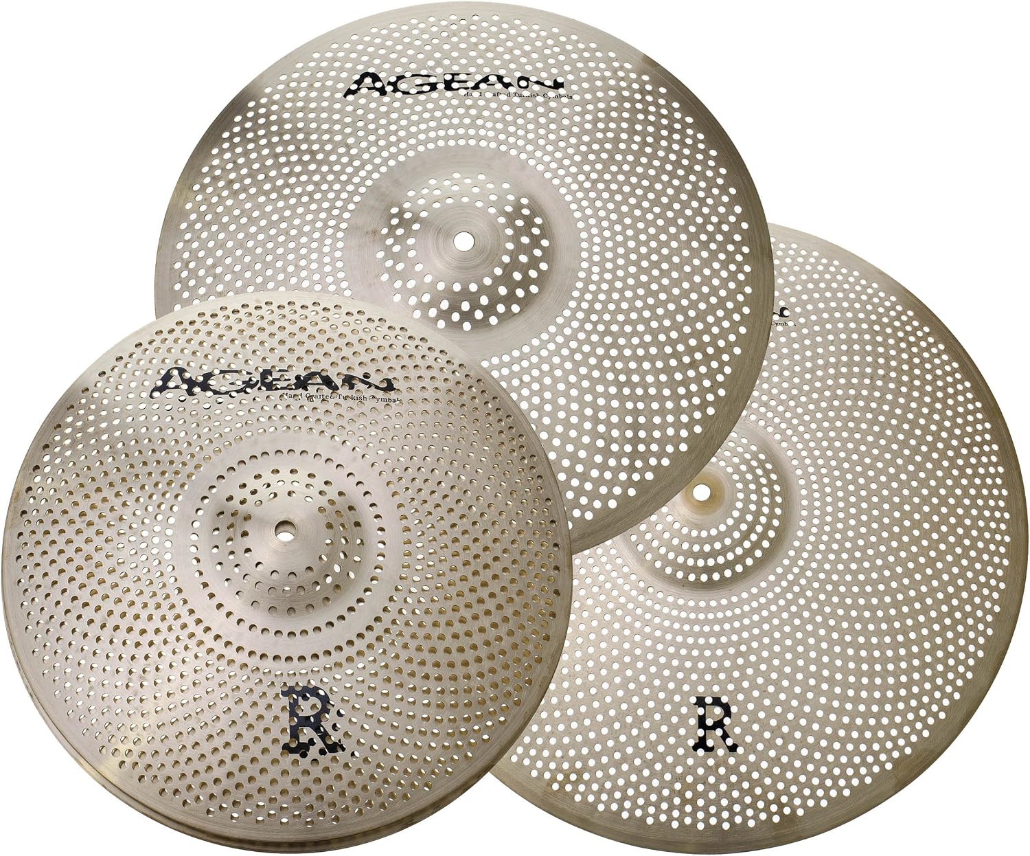 Agean Cymbals Silent R-Series Low Volume Cymbal Pack Box Set (14HH/16CR ...