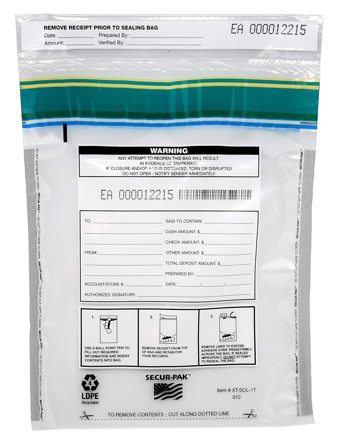 Secur-Pak Deposit Bags with Pocket - Pack of 100 - Premium, Level 4 ...