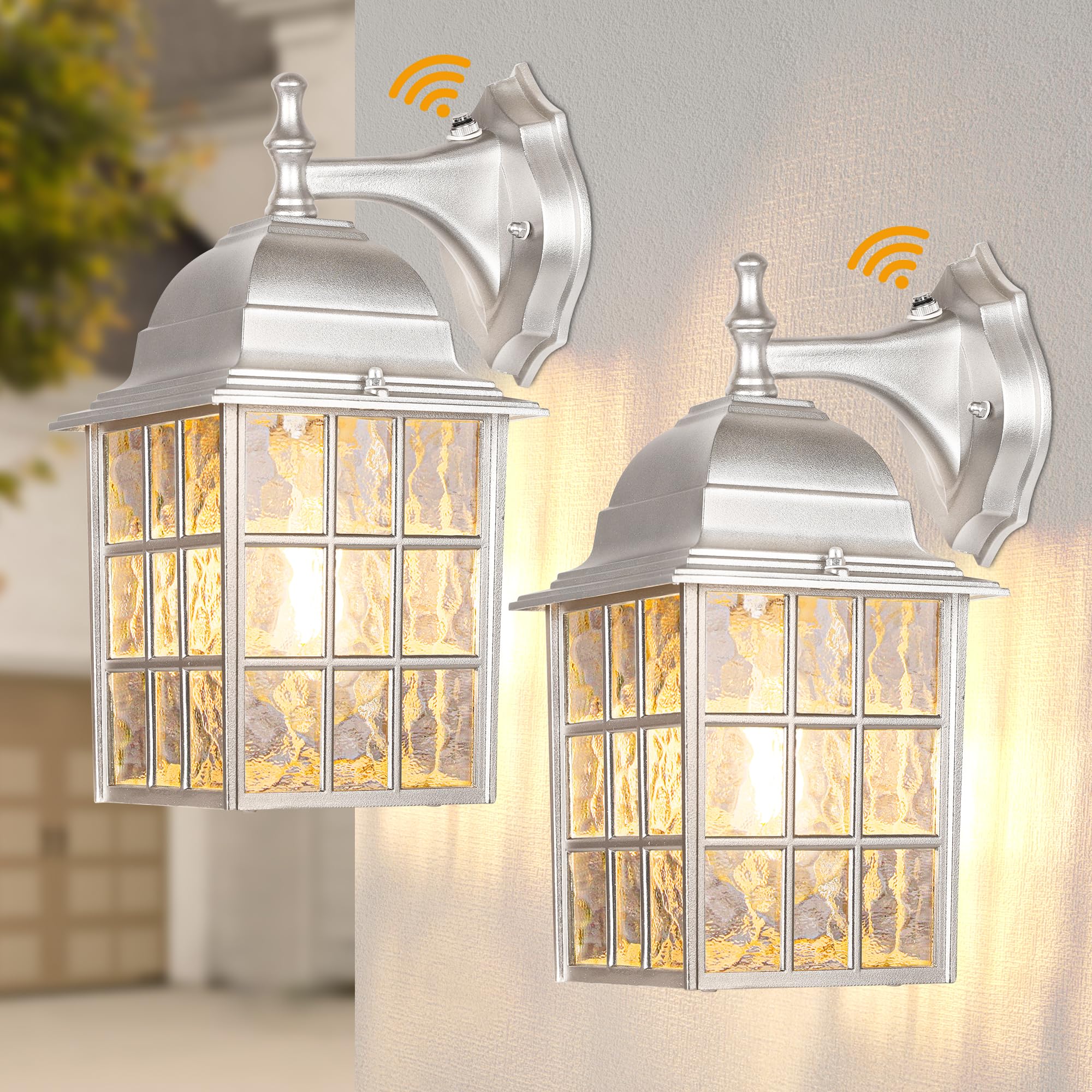 WIHTU Silver Exterior Lighting Fixtures Wall Mount, Dusk to Dawn ...