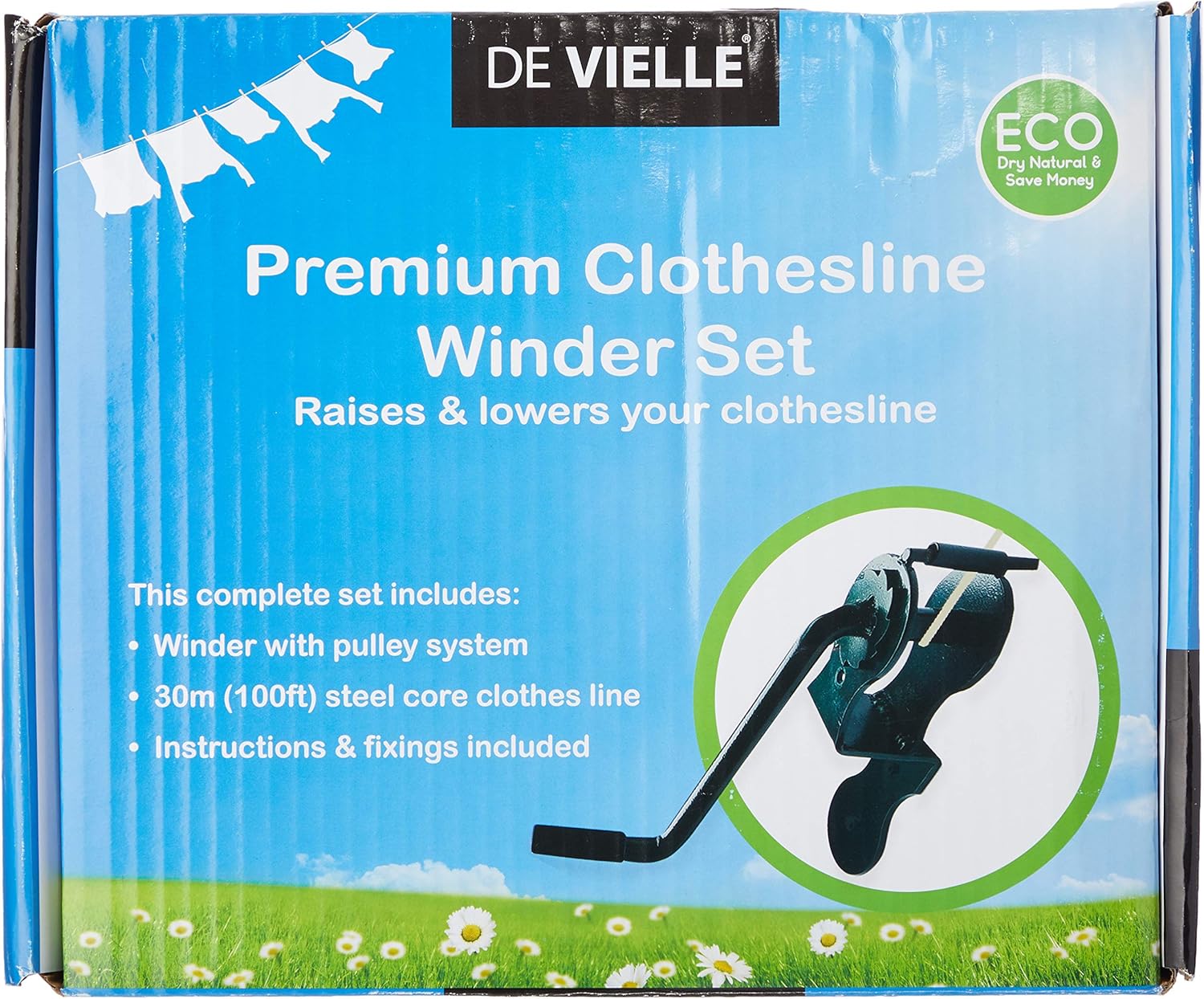 De Vielle Complete Cothesline Winder Set, Metal, Green – BigaMart