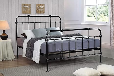 ROYALE COMFORT Sandy Double Metal Bed Frame Black Hospital Style Small ...