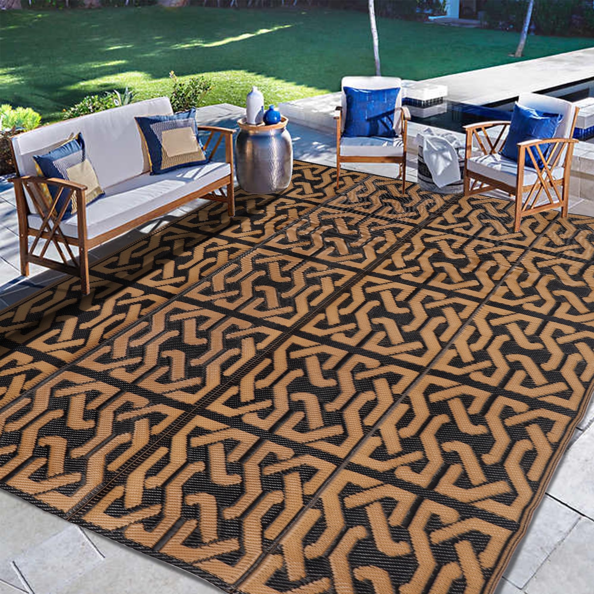 SAND MINE Reversible Mats, Plastic Straw Rug, Modern Area Rug, Large ...