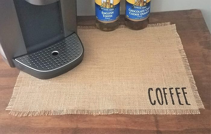 Amazon.com: Coffee Mat For Keurig, Rae Dunn Inspired Burlap Coffee ...