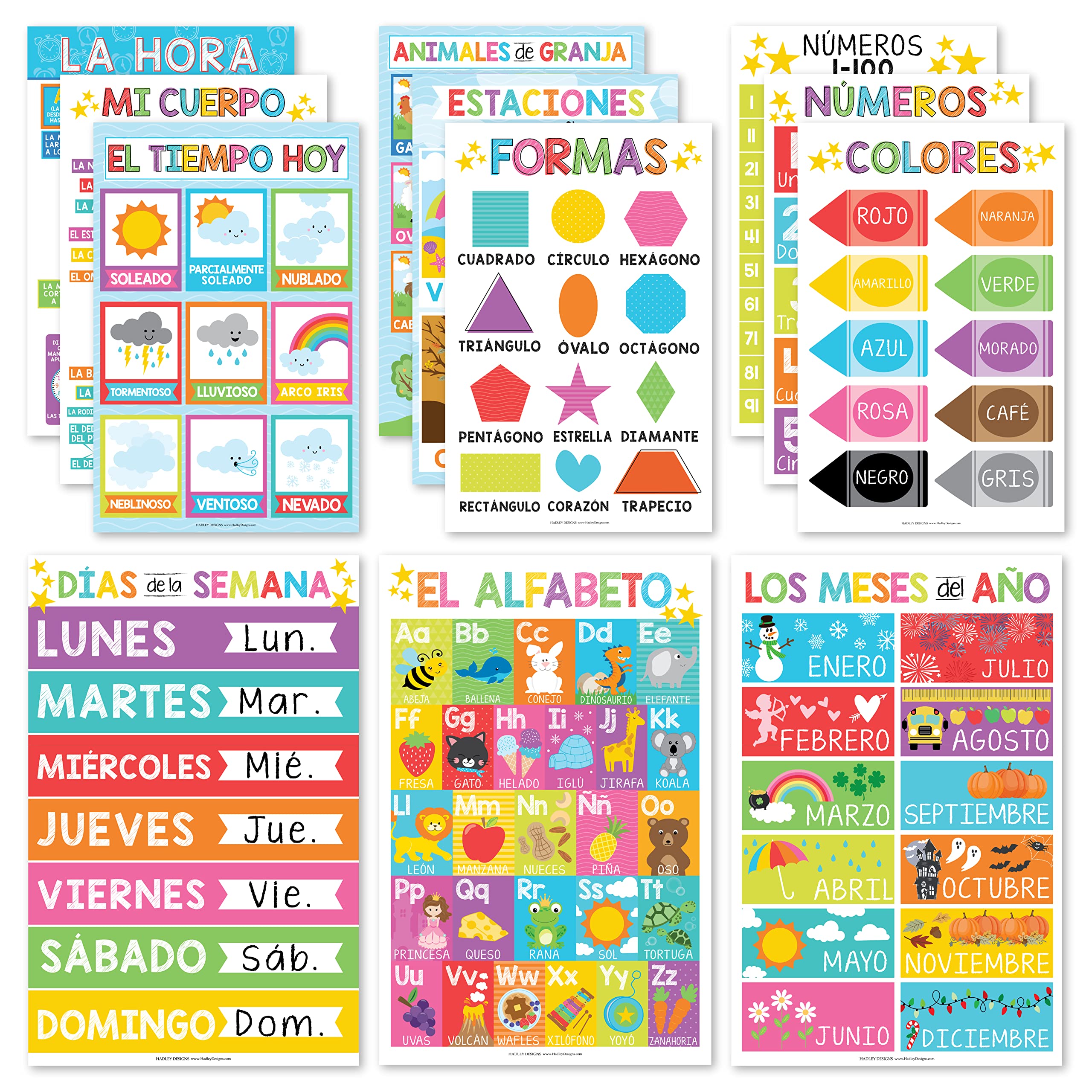 Mua 12 Colorful Spanish Educational Posters For Toddlers Spanish ...