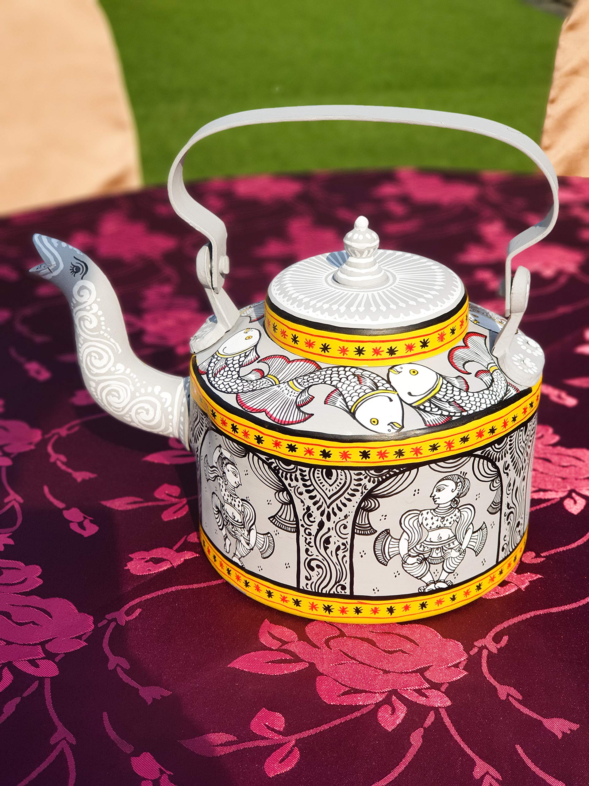 Buy Vintage Vistara Indian Hand Painted The English Grey Matsya ...