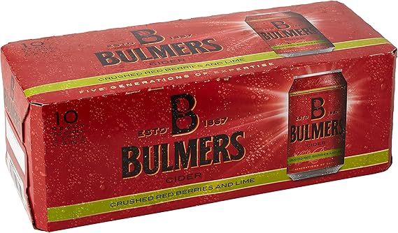 Bulmers Crushed Red Berries and Lime Cider Can, 10 x 330ml: Amazon.co ...