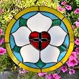 Amazon.com: Luther Rose Round Stained Glass Panel 10 Inch for Window ...