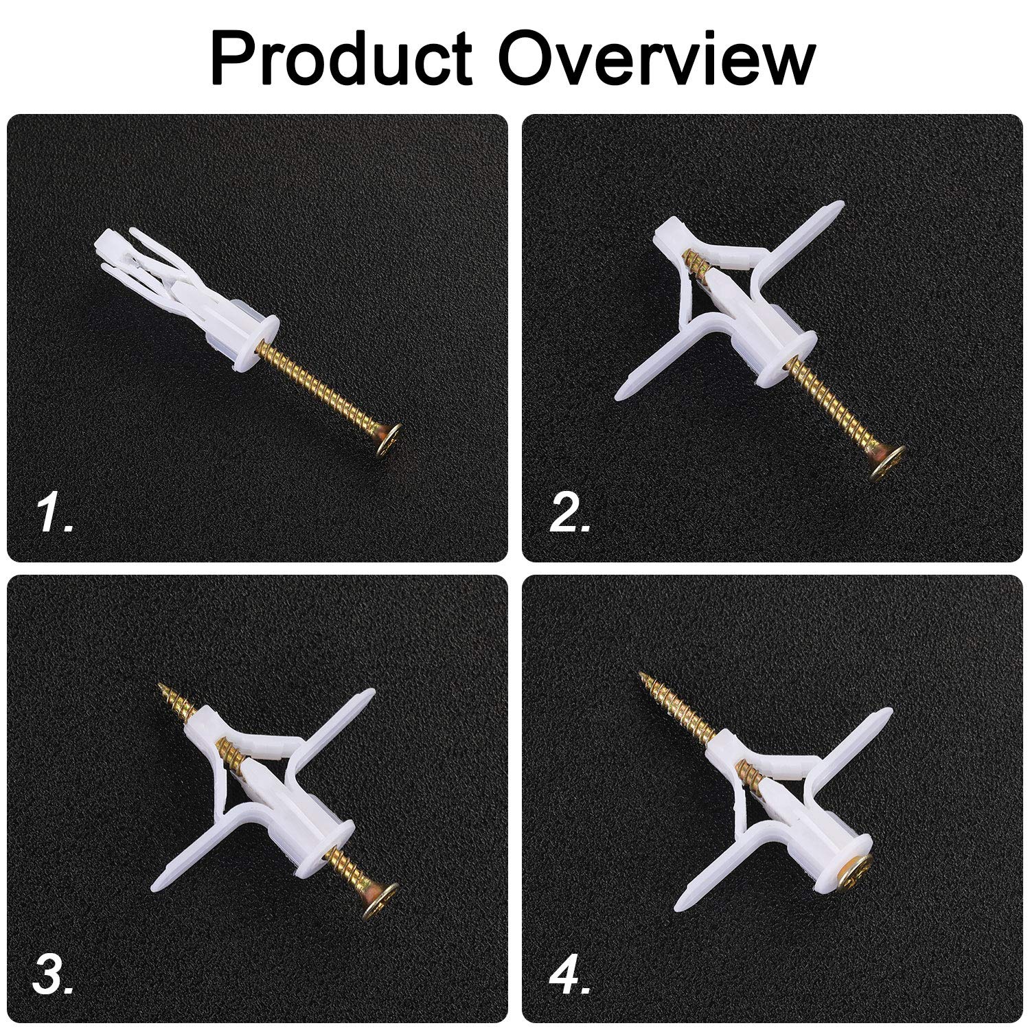 Plasterboard Wall Plugs and Screws, Drywall Kit, Self-Drilling Wall ...