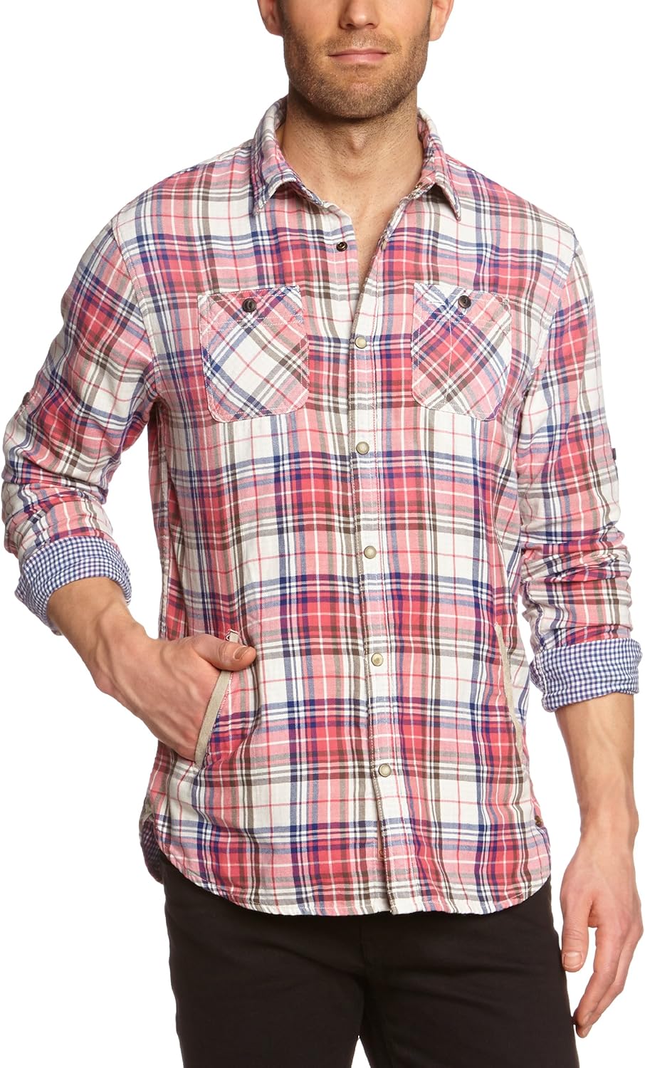 Scotch & Soda Men's Long Sleeve Shirt - Multicoloured - 38: Amazon.co ...