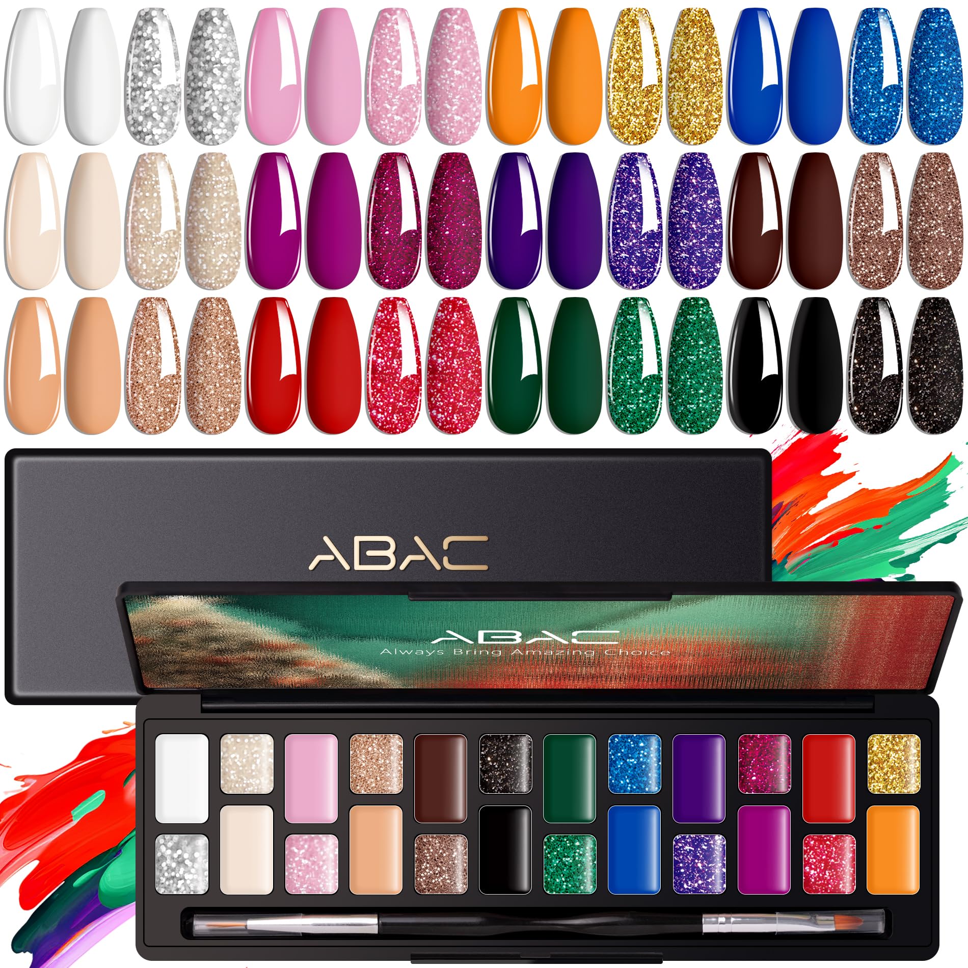 ABAC Holiday Gift Solid Glitter Gel Polish Set 24 color,Hema-free Gel ...