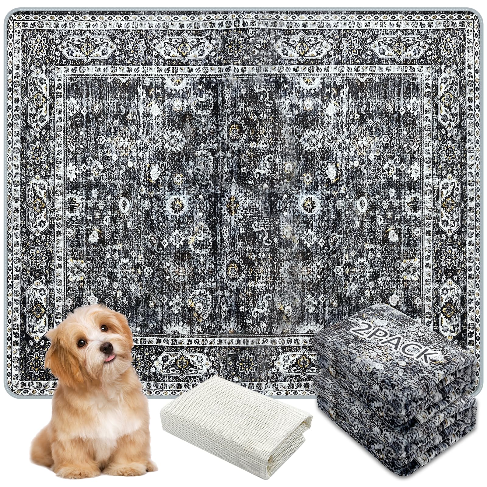 AIHSUMC Washable Pee Pads for Dogs, (2 Pack, 36"x42") Upgrade Reusable ...